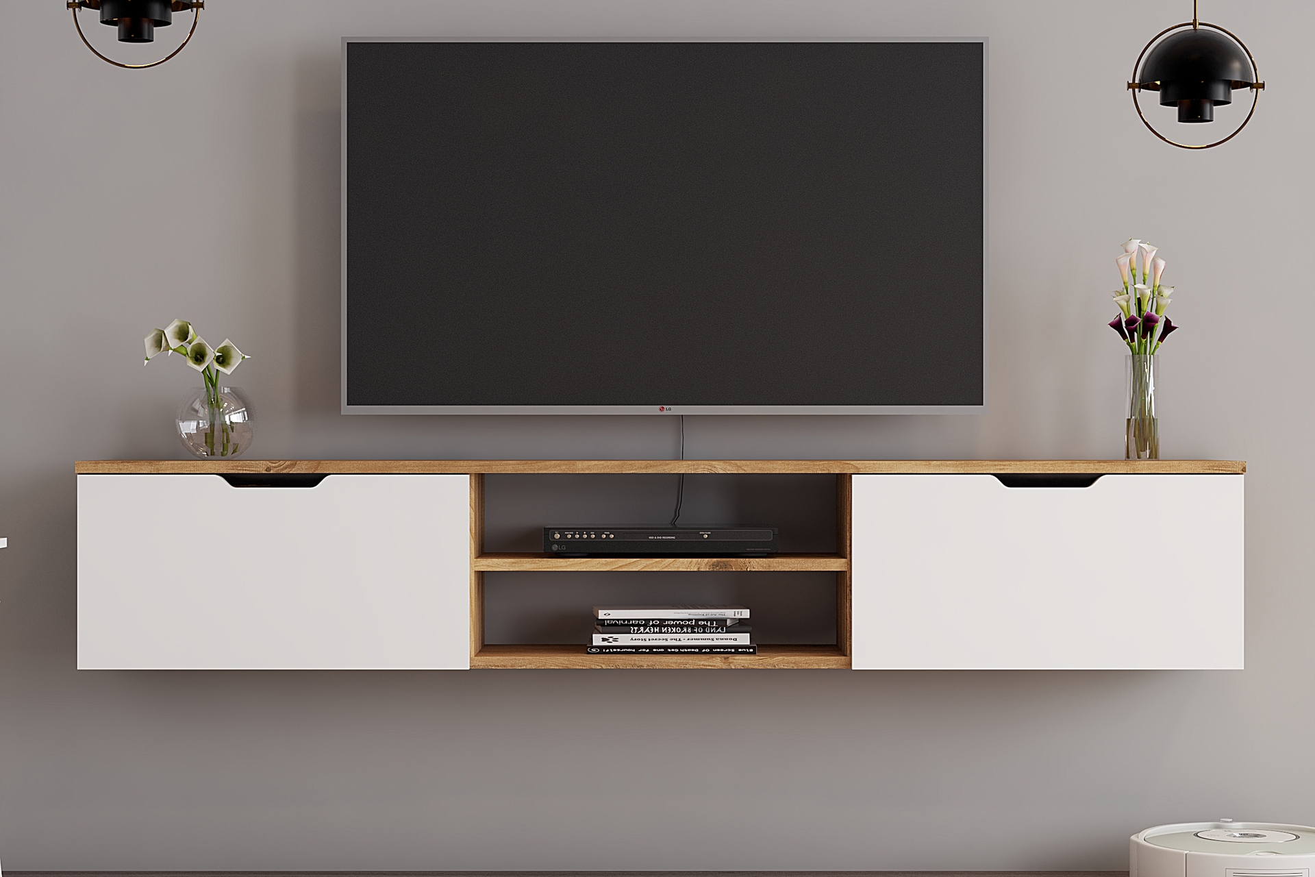 DENOYA TV ÜNİTESİ, 2 KAPAKLI, DUVARA ASKI, ATLANTİK ÇAM-BEYAZ FİYATI ...