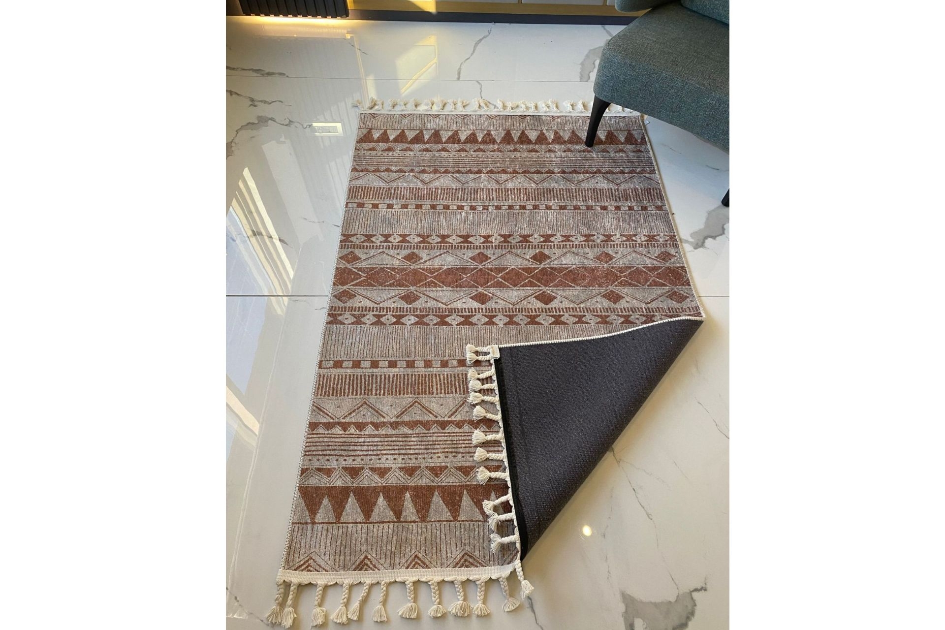 HALIMAX DARA 199 KAYMAZ DOKUMA TABANLI ÖRGÜ SAÇAKLI MODERN HALI, MULTİ ...