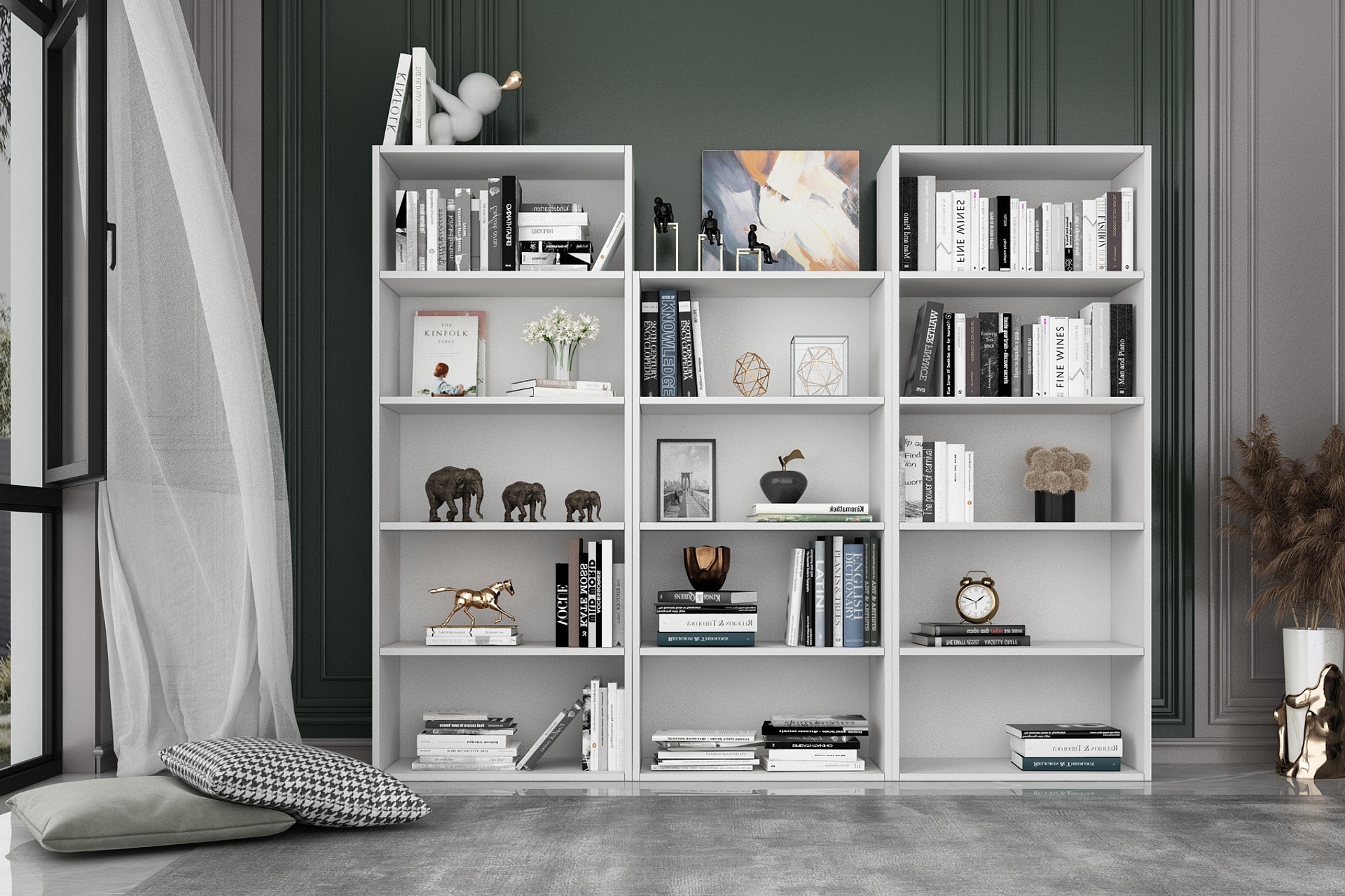 BKCONCEPT RAFLI KİTAPLIK, 200 CM, BEYAZ, KTP-1266 FİYATI - Vivense