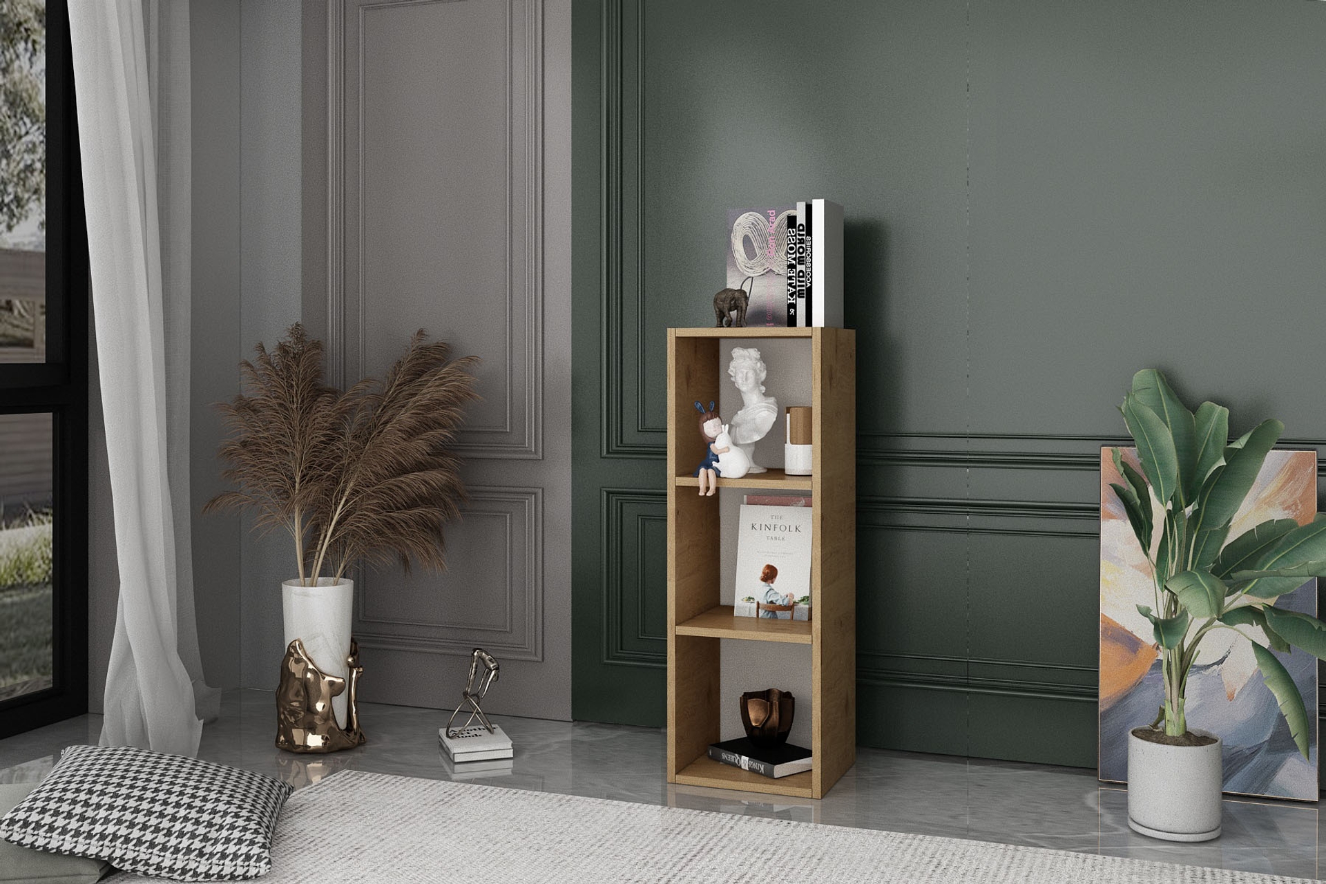 BKCONCEPT RAFLI KİTAPLIK, MEŞE, 35 CM, KTP-1006 FİYATI - Vivense