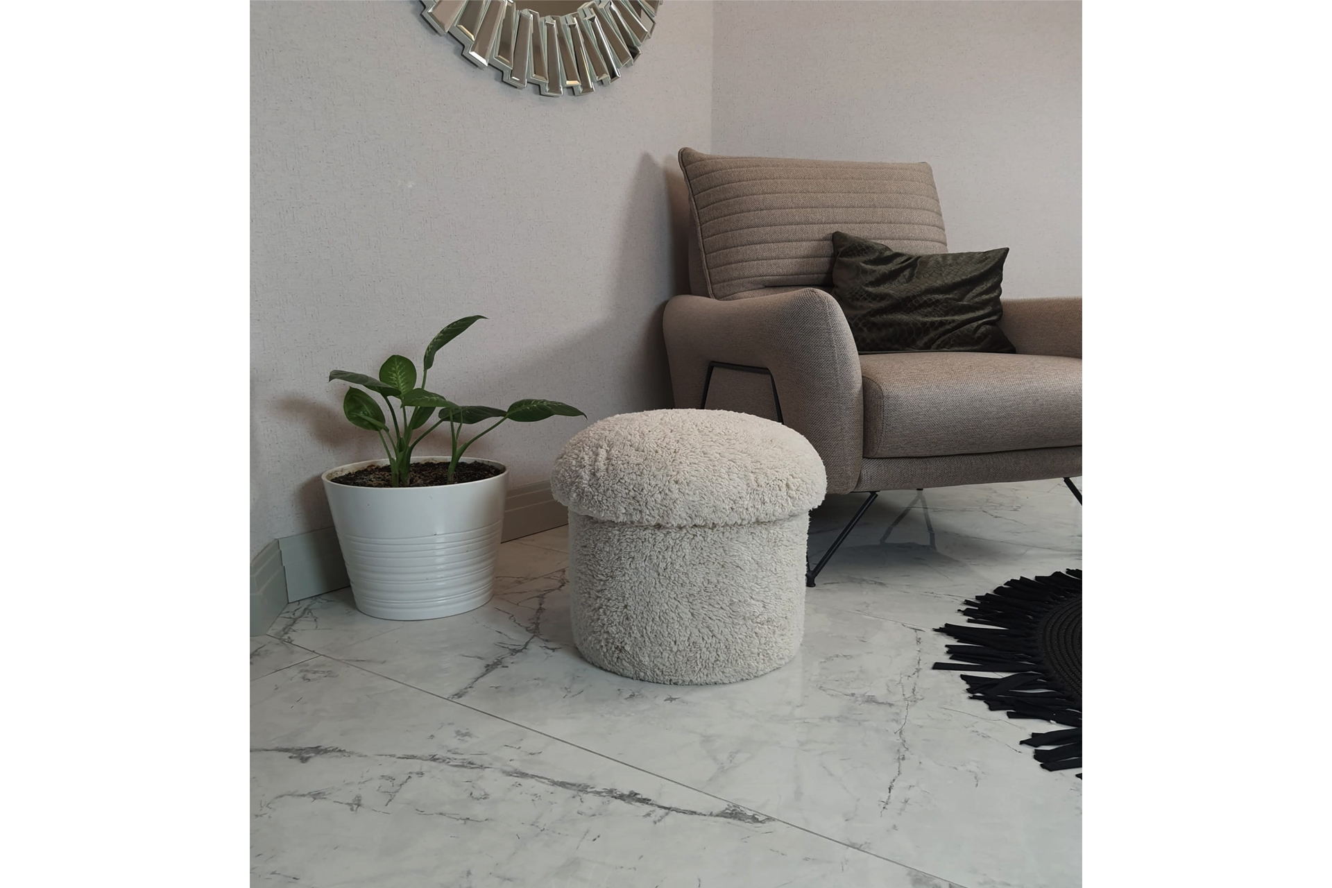 MARKAAWM MANTAR TEDDY PUF, GRİ FİYATI - Vivense