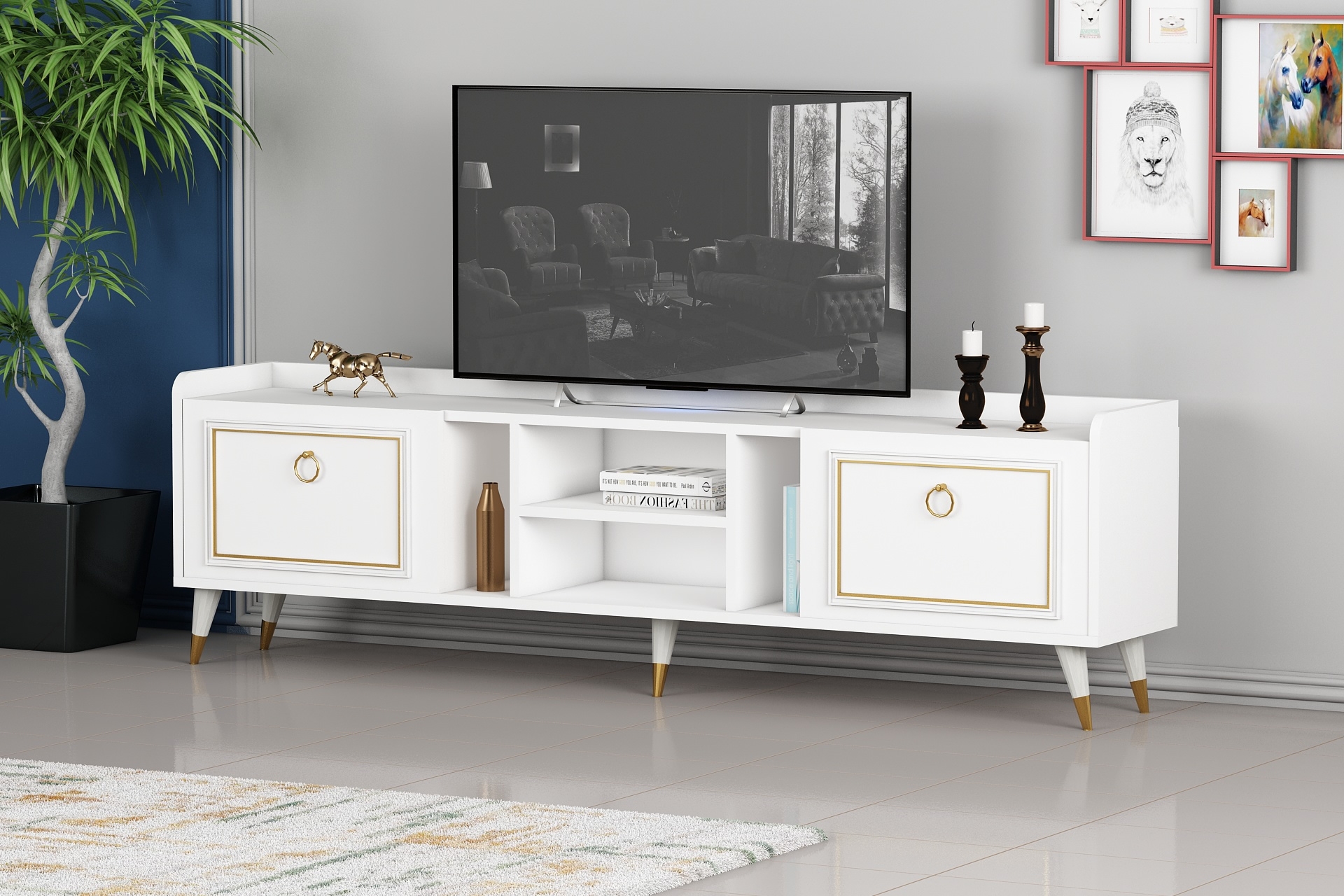 RUDY ALT TV ÜNİTESİ, BEYAZ GOLD