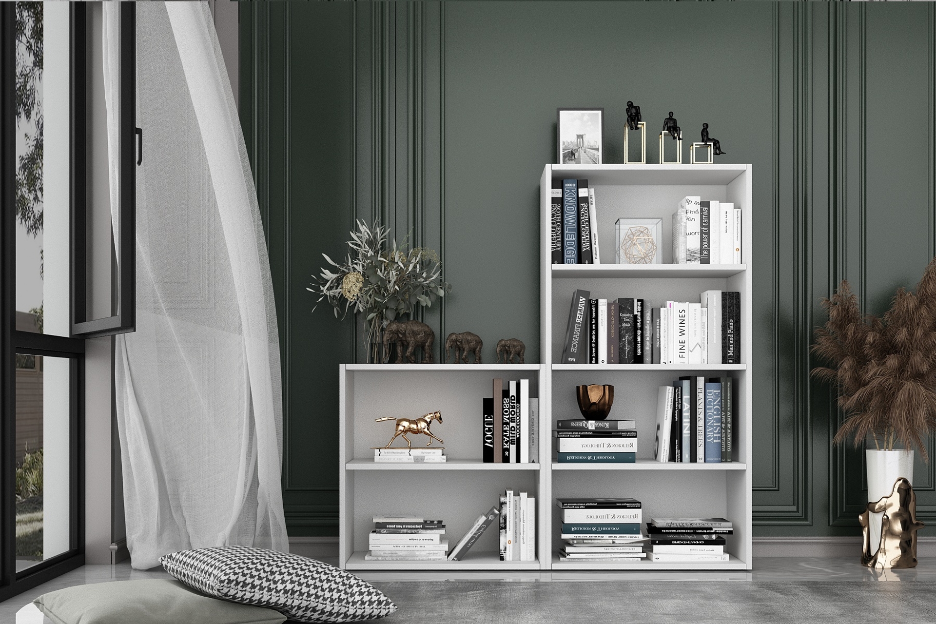 BKCONCEPT RAFLI KİTAPLIK, 130 CM, BEYAZ, KTP-1256 FİYATI - Vivense