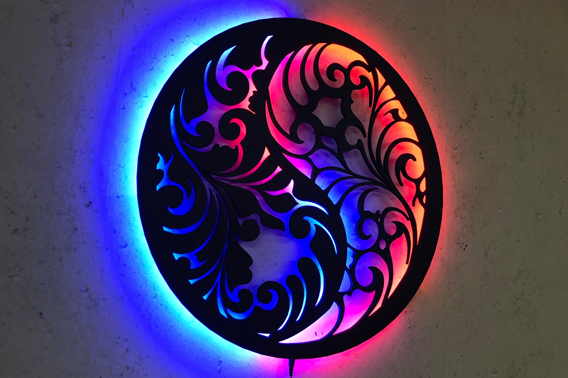 DEKORATİF YIN-YANG LED IŞIKLI TABLO