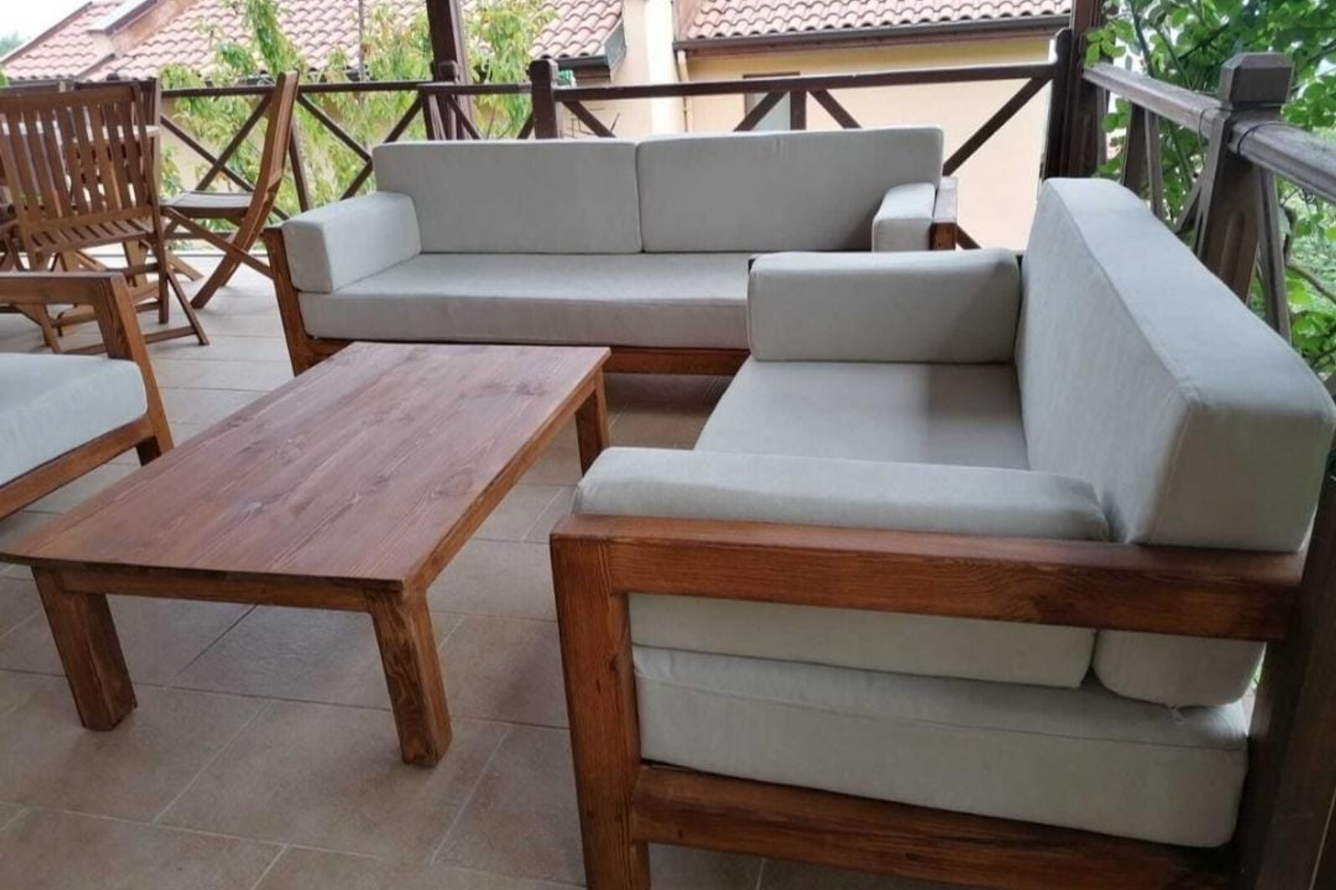 ODUN'S AHŞAP BAHÇE BALKON TAKIMI, KREM
