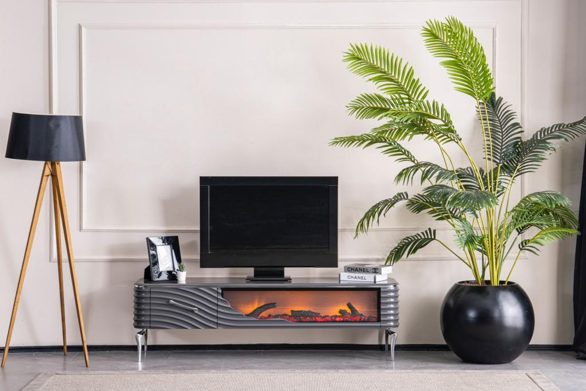 DUBAİ ŞÖMİNELİ TV ÜNİTESİ, GRİ FİYATI - Vivense