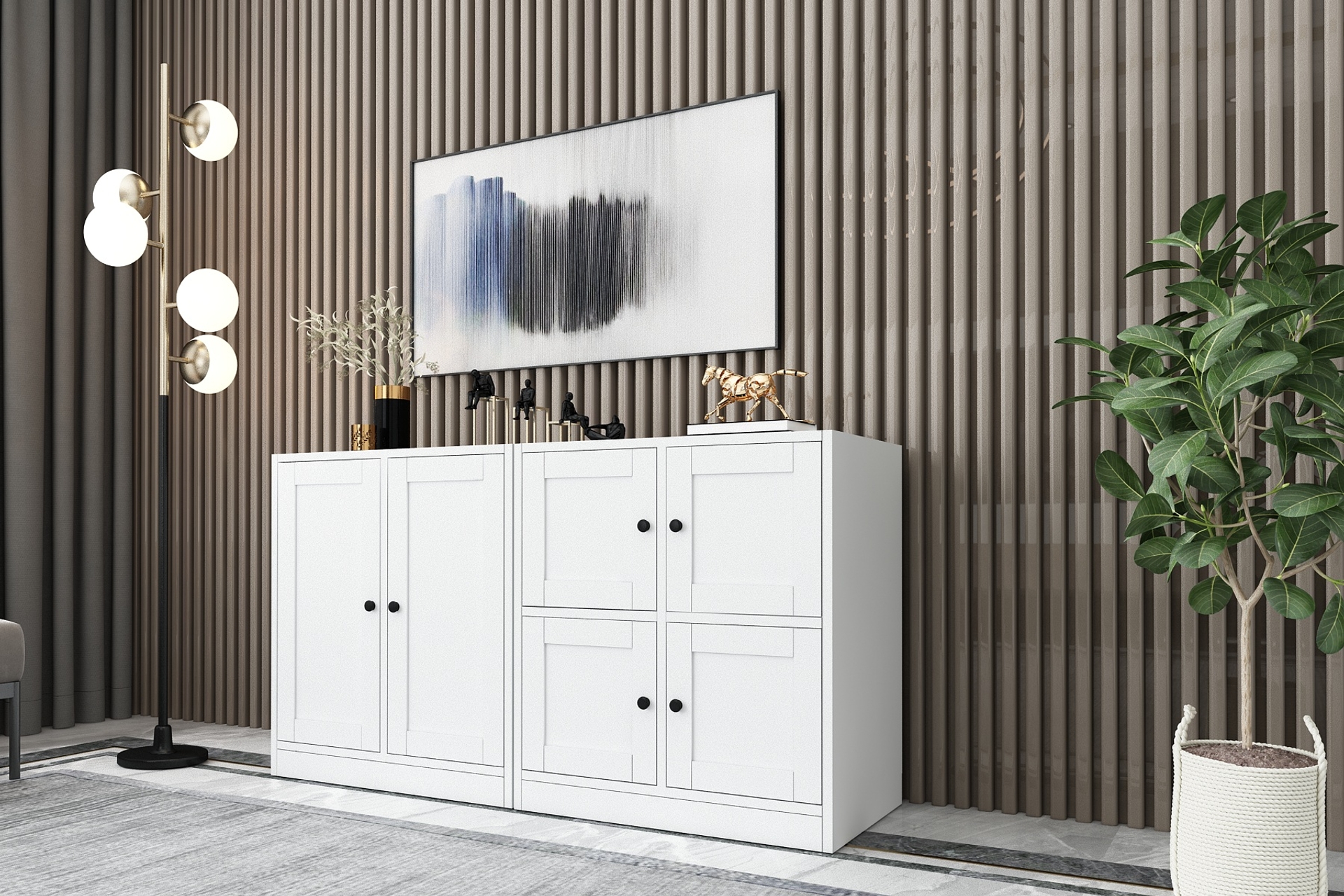 ASLI VİTRİN KNS-1039, DOLAPLI, BEYAZ, 130 CM FİYATI - Vivense