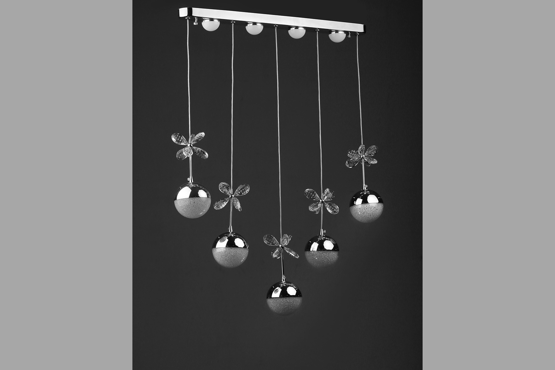 KRİSTAL BEŞLİ SIRALI LEDLİ AVİZE, KROM FİYATI - Vivense