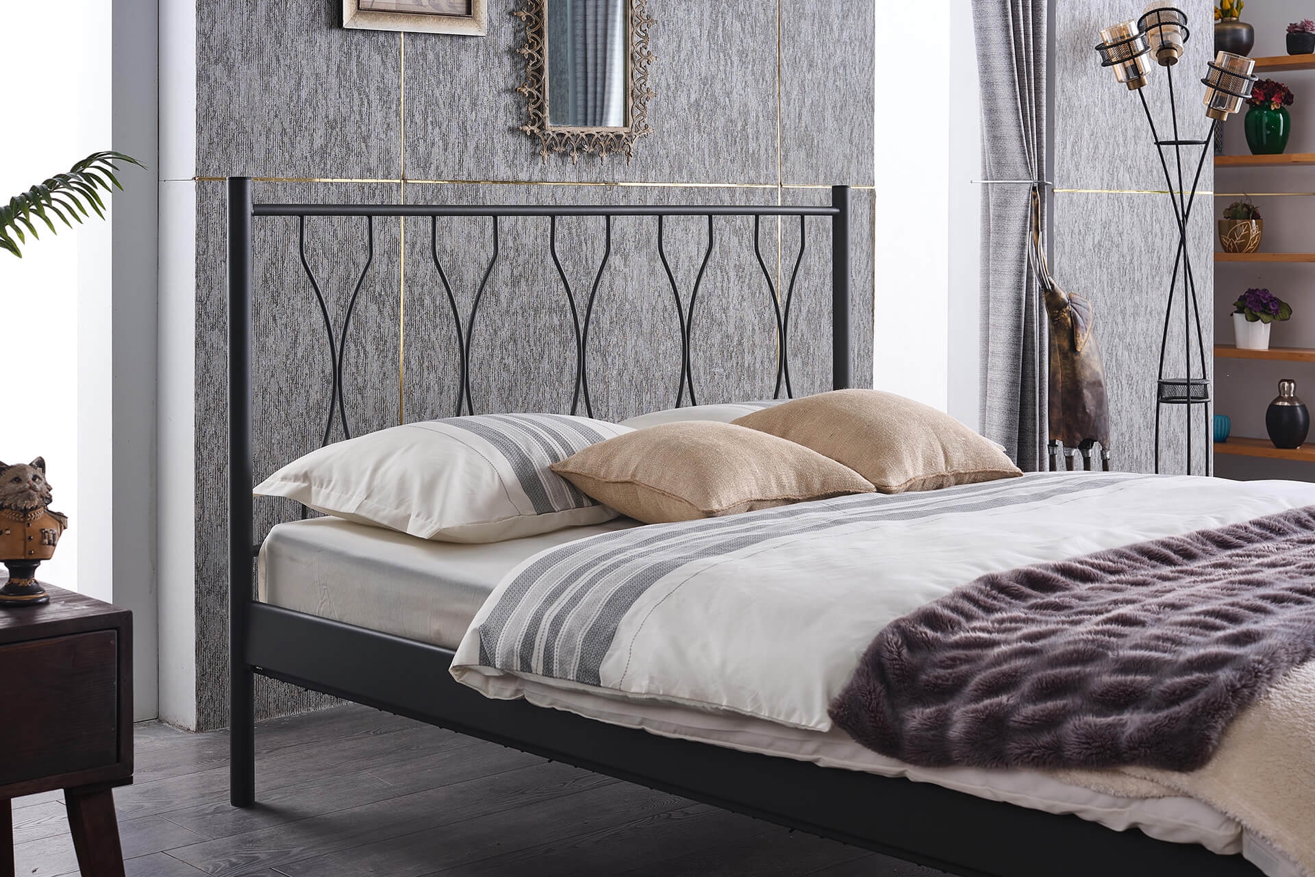 UNİMET TEOS ÇİFT KİŞİLİK FERFORJE METAL KARYOLA, ANTRASİT, 140X190 ...