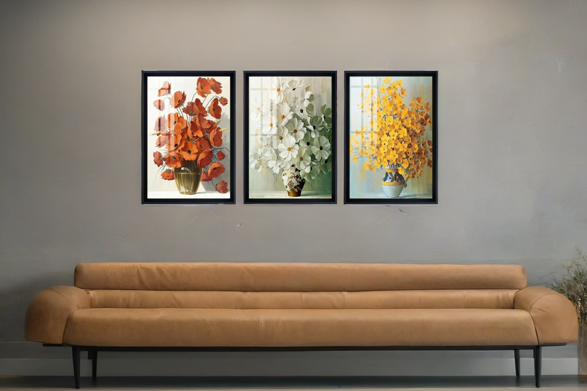 FLOWERS İN A VASE TABLO SETİ, SİYAH ÇERÇEVE, 33X48 FİYATI - Vivense