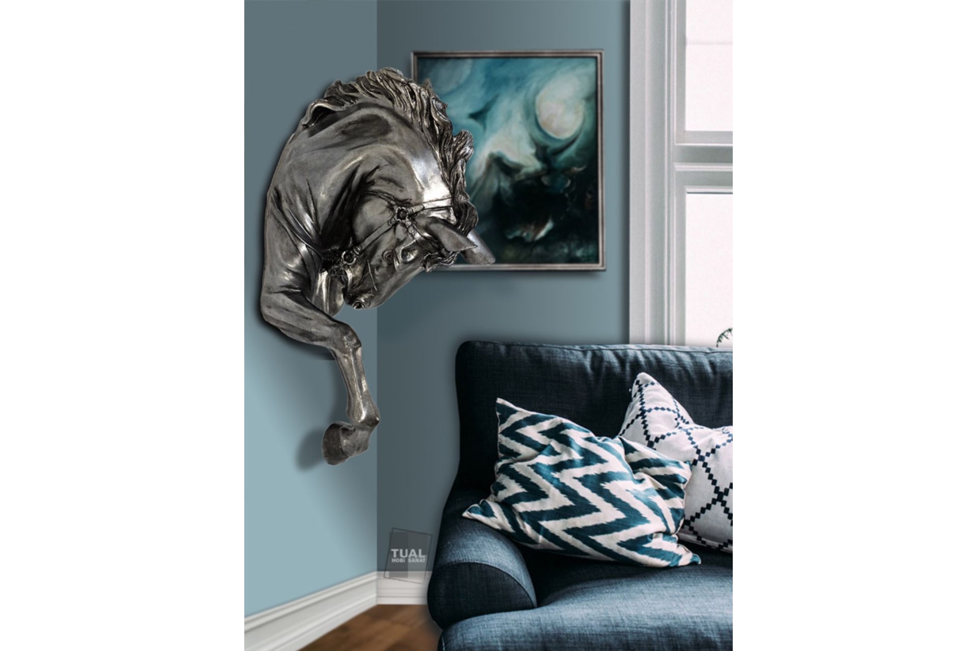 DEKOROMİ CRAFT DUVAR AT KAFASI HEYKELİ