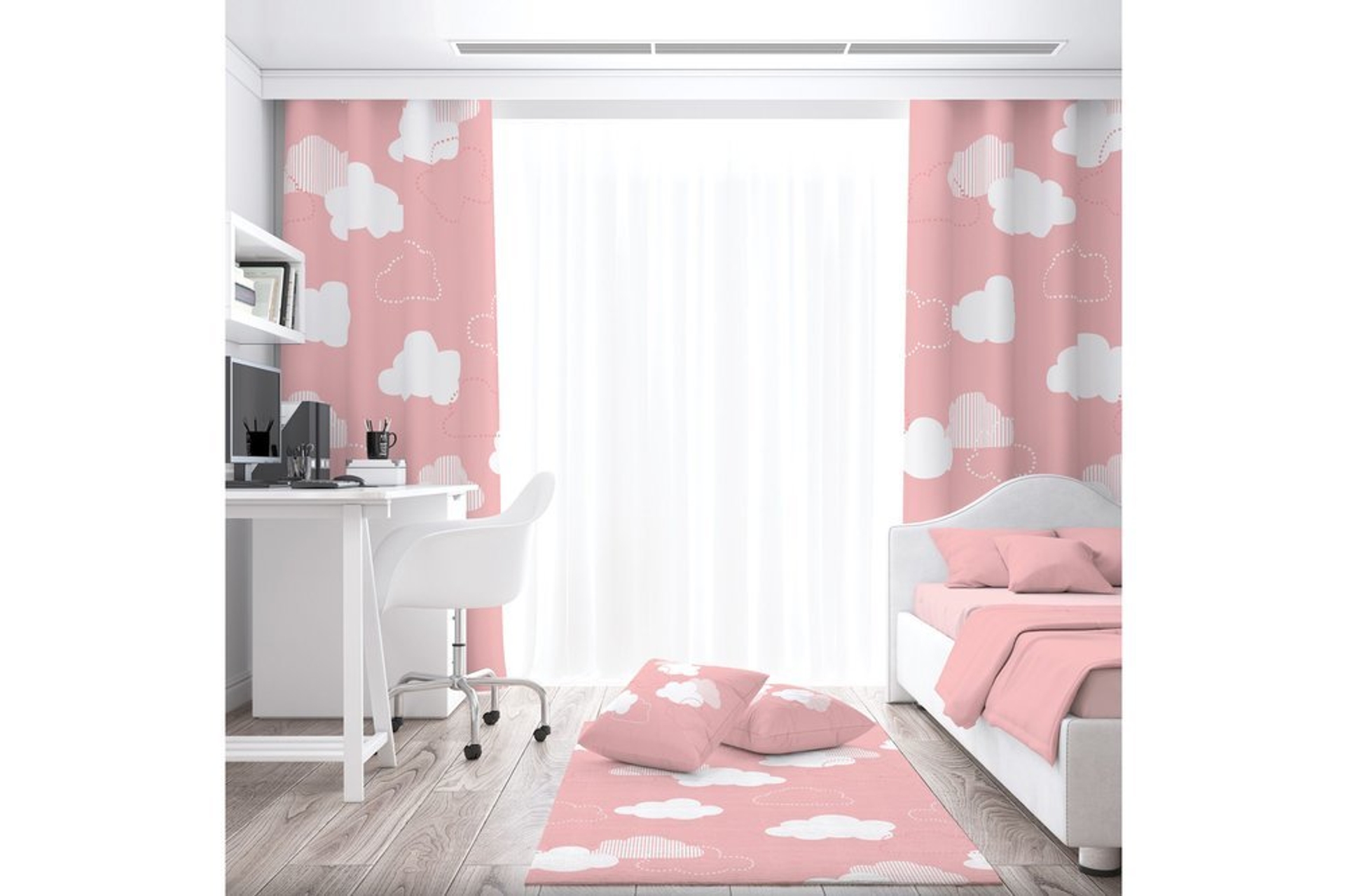 BULUTLAR PEMBE FON PERDE FİYATI - Vivense