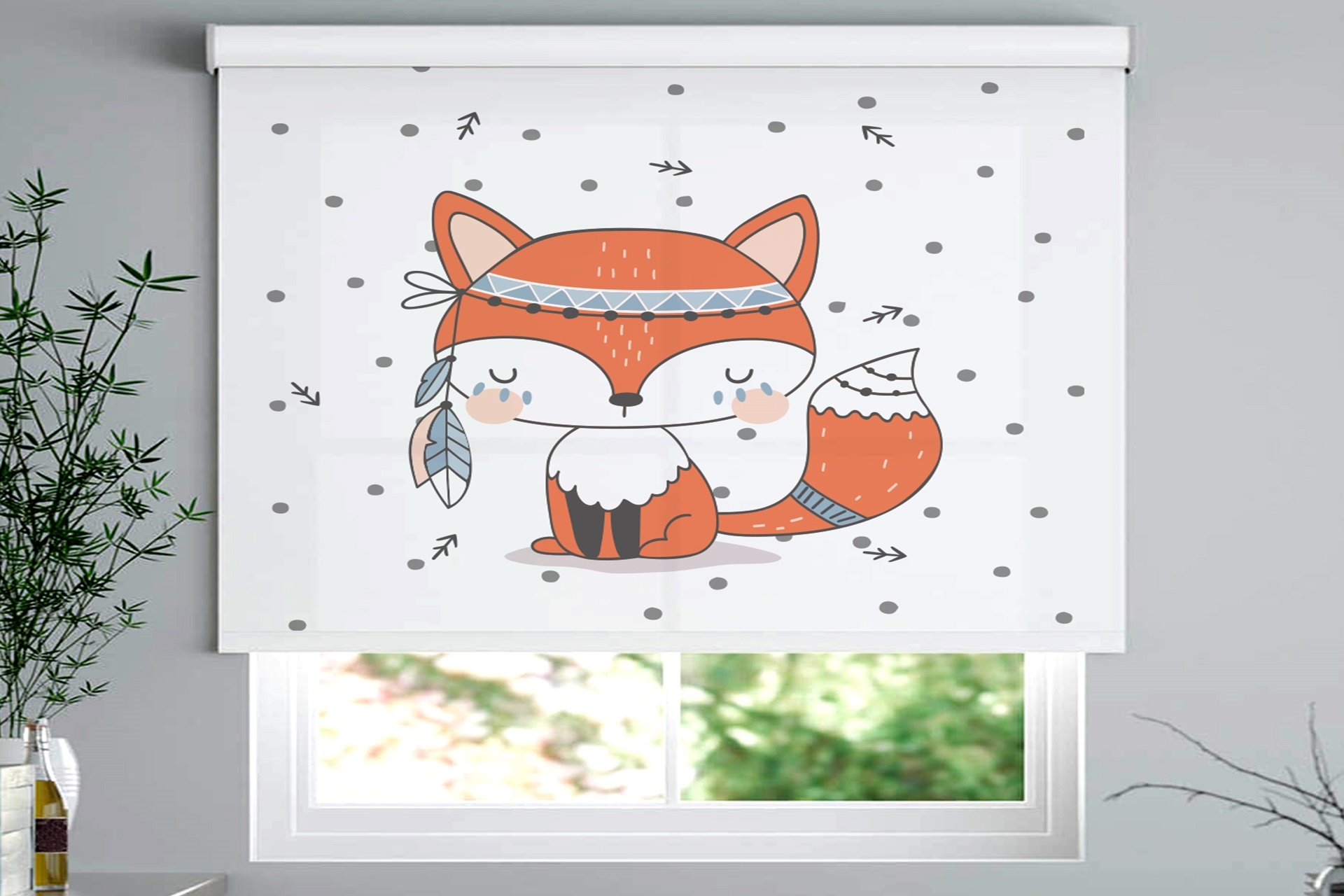 GRİ VAHŞİ TİLKİ DESENLİ DİJİTAL BASKILI ÇOCUK ODASI STORE PERDE 100X200 ...