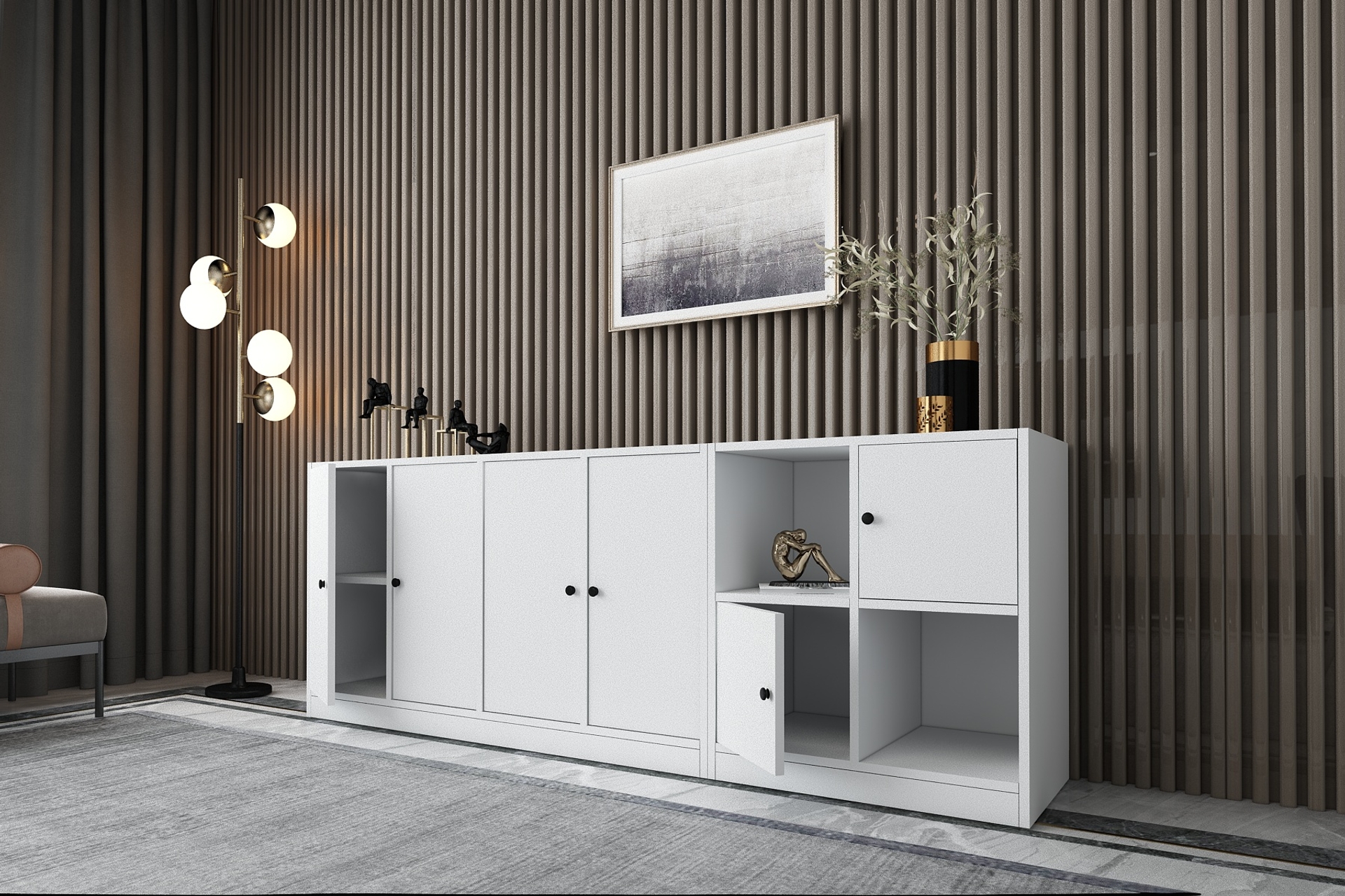 ASLI VİTRİN KNS-1082-Ç, RAFLI DOLAPLI, BEYAZ, 195 CM FİYATI - Vivense