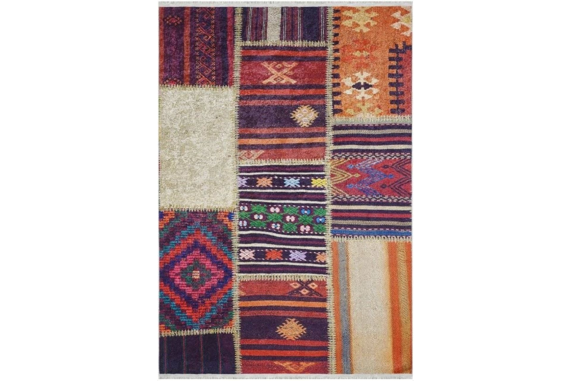 HALIMAX DARA 193 KAYMAZ DOKUMA TABANLI PATCHWORK MODERN HALI, MULTİ ...