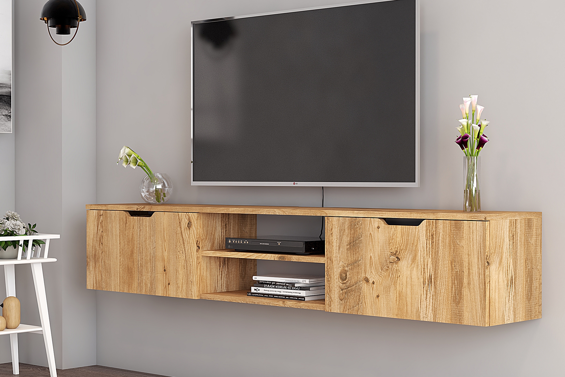 DENOYA TV ÜNİTESİ, 2 KAPAKLI, DUVARA ASKI, ATLANTİK ÇAM FİYATI - Vivense