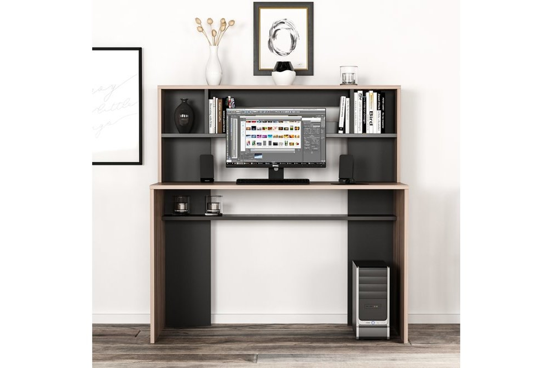 MİNOTY ÇALIŞMA MASASI KAMAN CEVİZ ANTRASİT FİYATI - Vivense