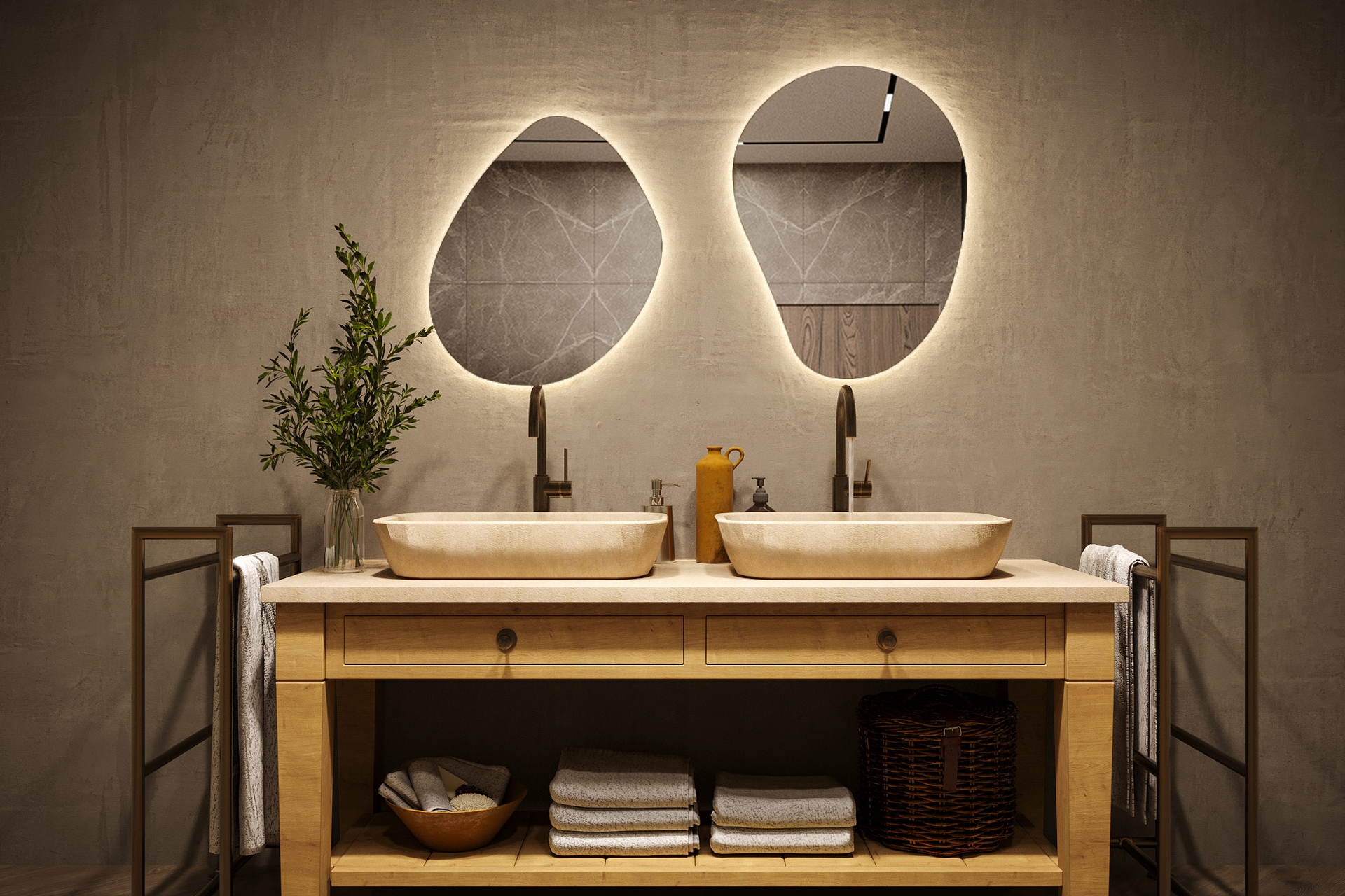 DİANA SİMETRİK LEDLİ DUVAR AYNA SETİ FİYATI - Vivense