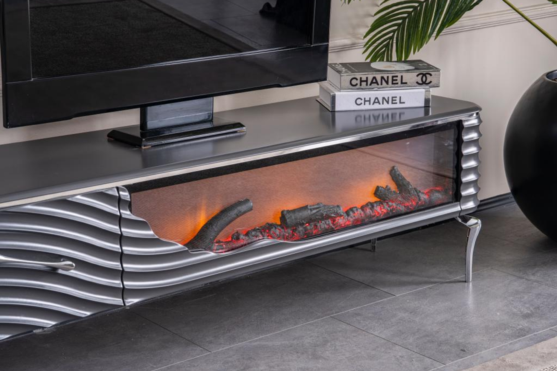 DUBAİ ŞÖMİNELİ TV ÜNİTESİ, GRİ FİYATI - Vivense