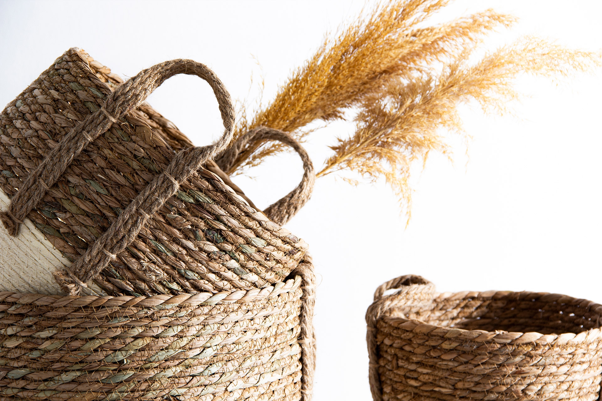 HASIR SAPLI SEPET, BEJ, 28X28 FİYATI - Vivense