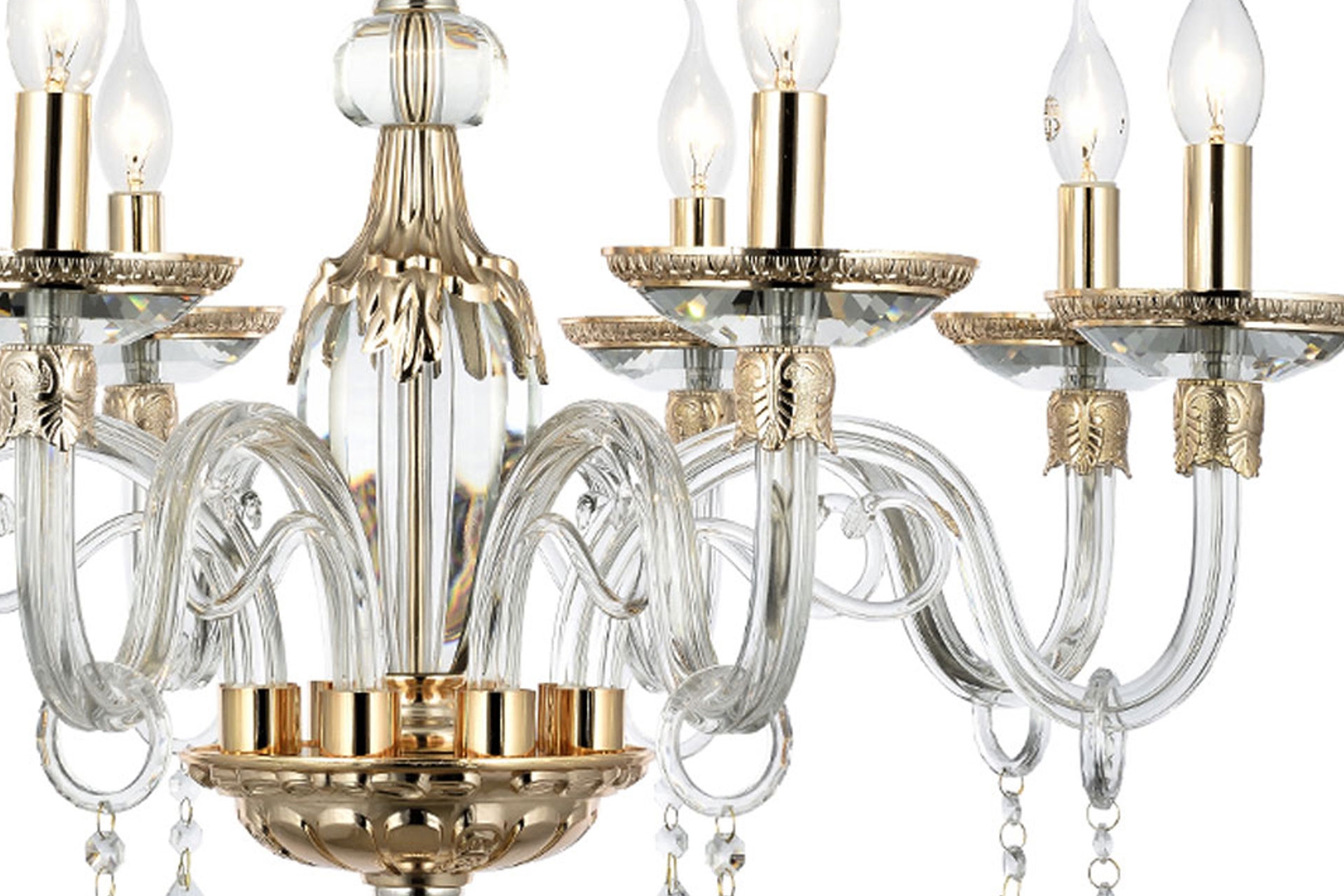 LAMPALUX KLASİK 8 KOLLU CAM SARKIT AVİZE SARI 75 CM FİYATI - Vivense