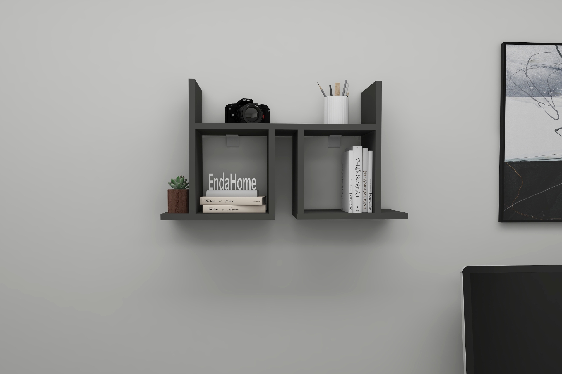 ENDA HOME MYRA MODERN DUVAR RAFI, ANTRASİT FİYATI - Vivense