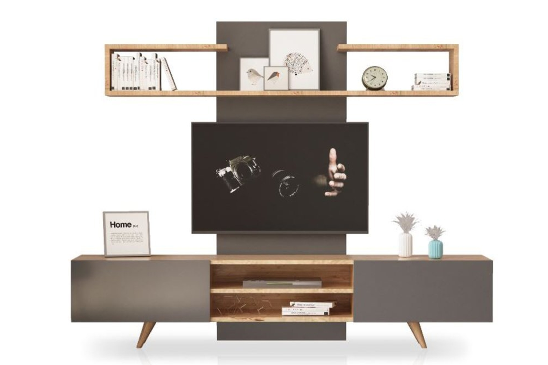 ASSOS TV ÜNİTESİ, ANTRASİT SAFİR MEŞE, 180 CM FİYATI - Vivense