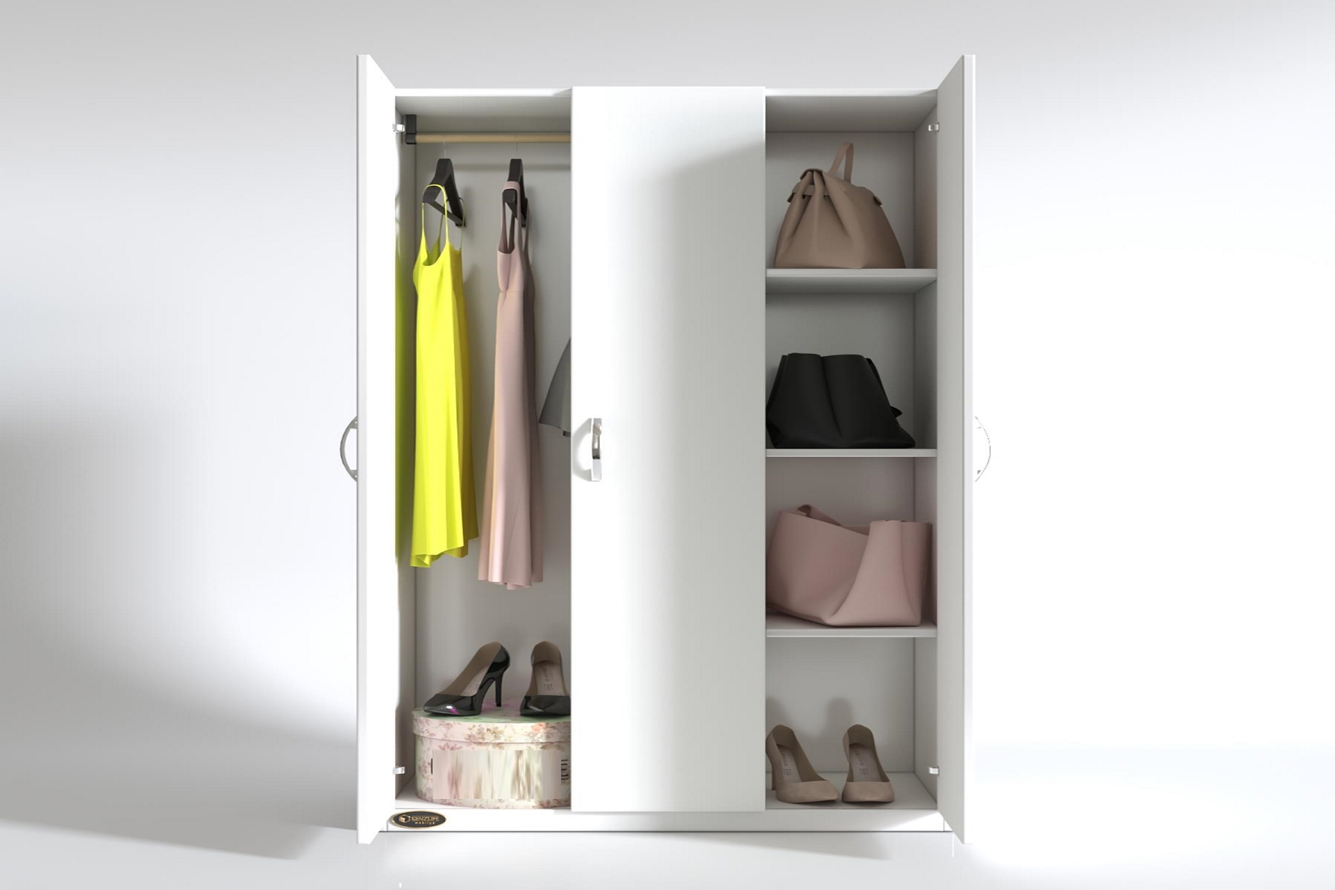 BALLIBABA GARDIROP, 3 KAPAKLI, 180X120X52, BEYAZ FİYATI - Vivense