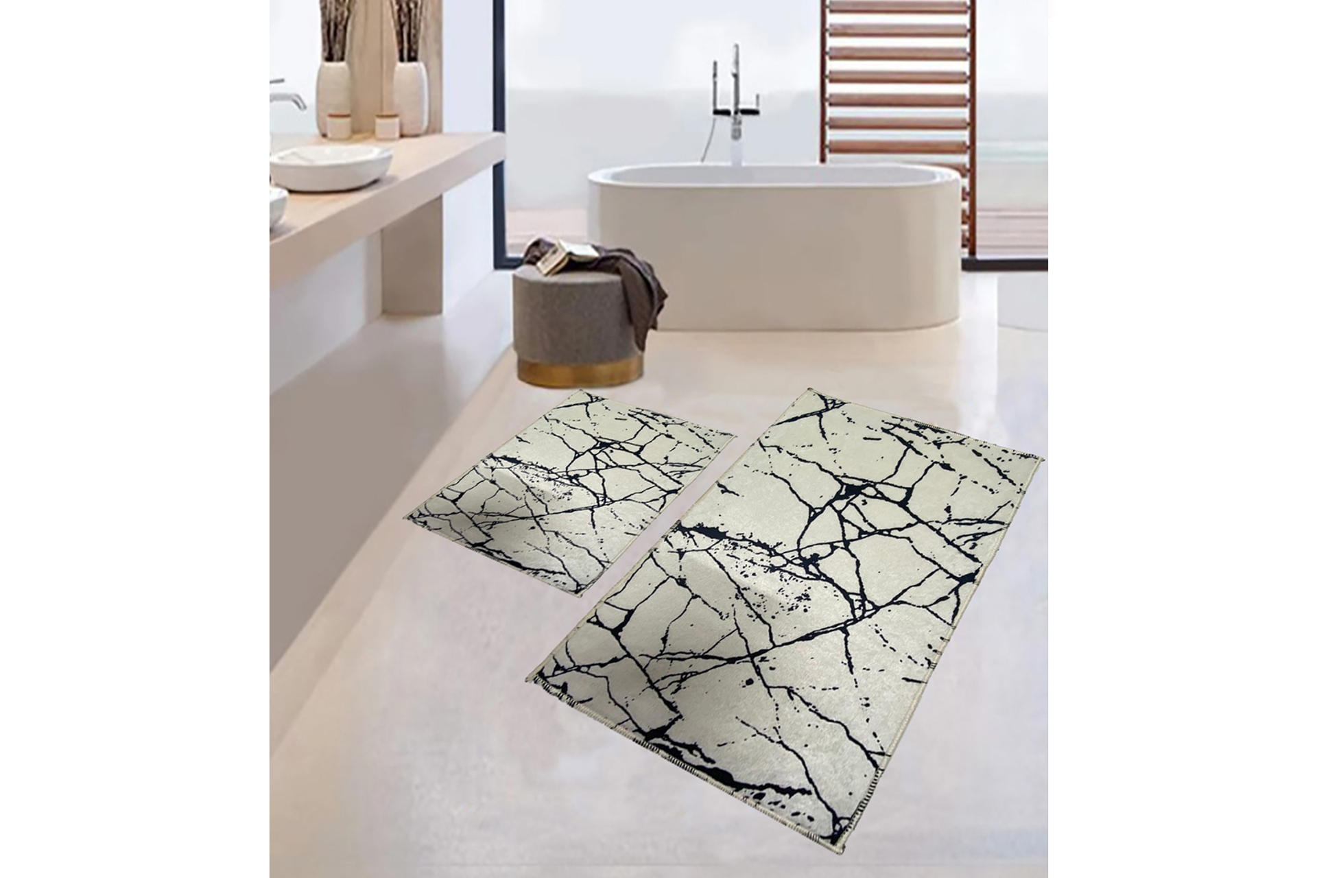ECO CONCEPT MERMER DESENLİ İKİLİ BANYO PASPASI, KAYMAZ TABAN FİYATI ...