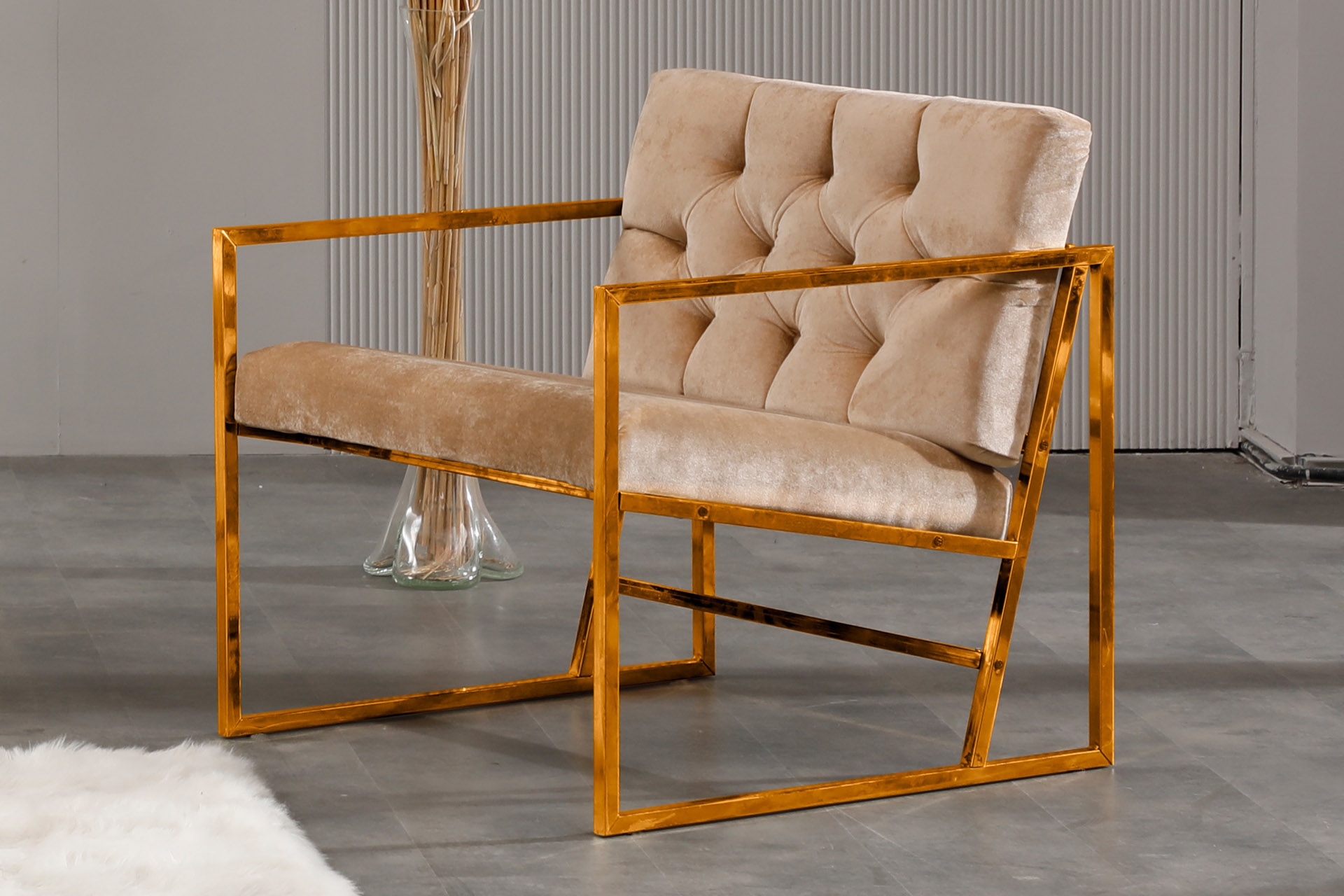 VIANEM OSLO BERJER, GOLD METAL AYAK, SÜTLÜ KAHVE