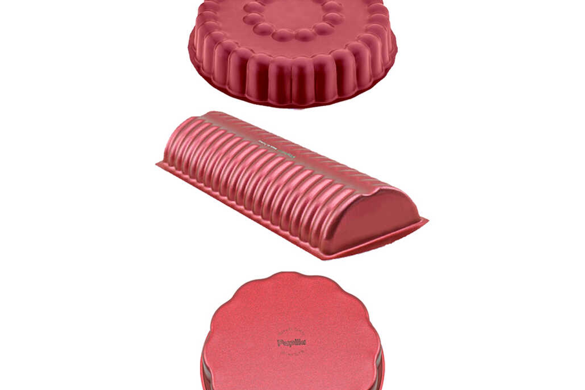 PAPİLLA BATON YUVARLAK YANMAZ YAPIŞMAZ ÜÇLÜ KEK KALIBI SETİ, KIRMIZI ...
