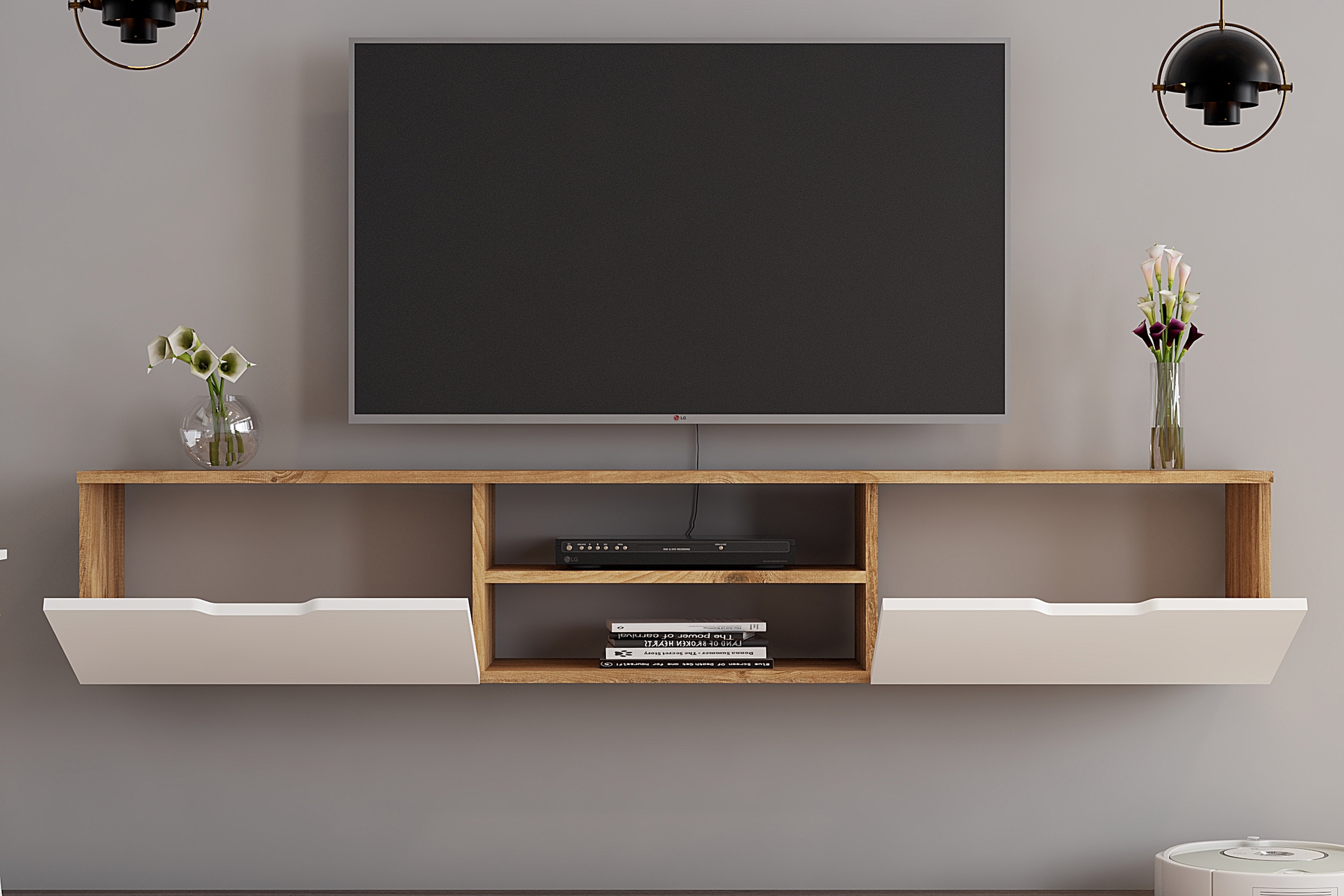 DENOYA TV ÜNİTESİ, 2 KAPAKLI, DUVARA ASKI, ATLANTİK ÇAM-BEYAZ FİYATI ...