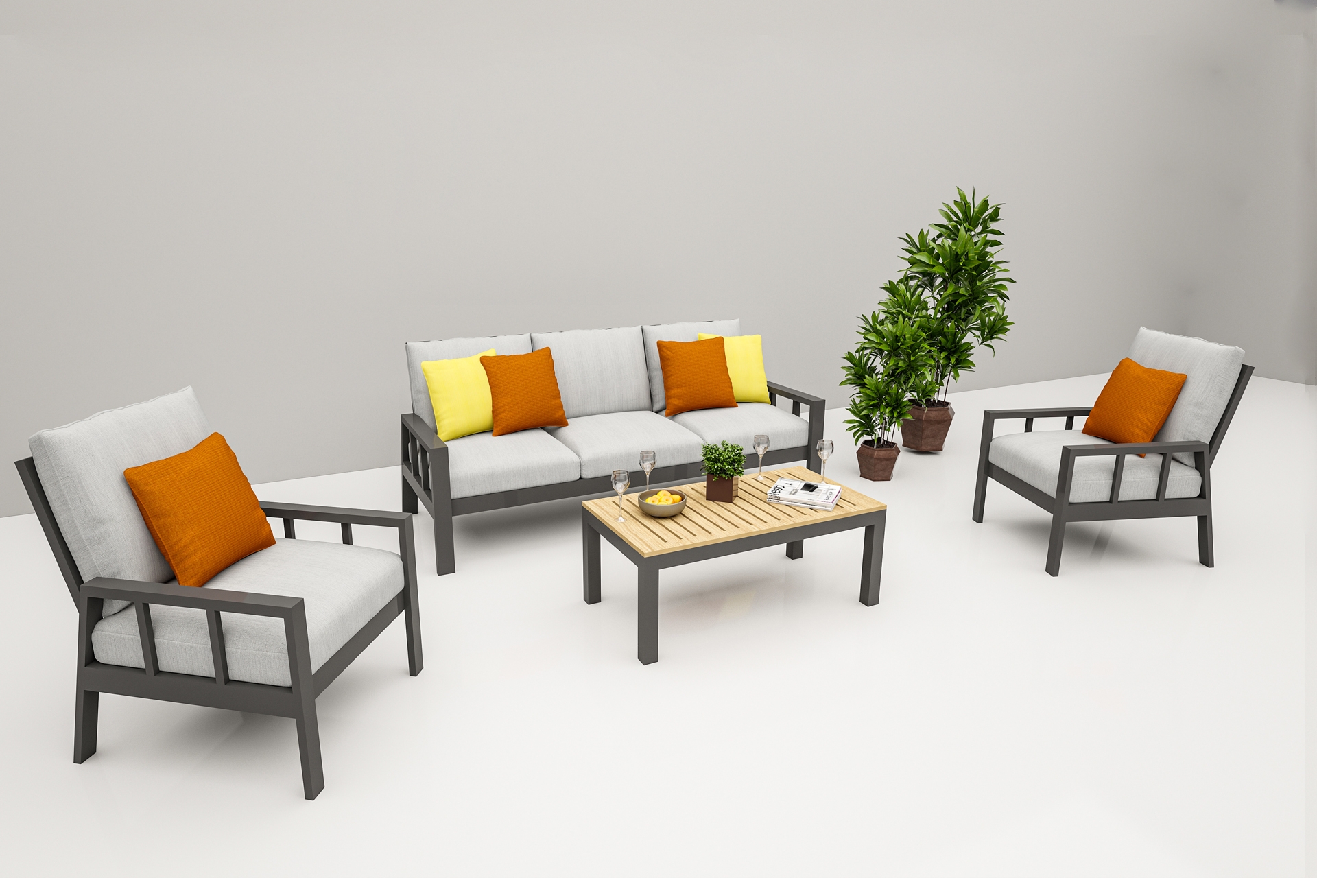 SEDEF ANTRASİT METAL BAHÇE MOBİLYA TAKIMI FİYATI - Vivense