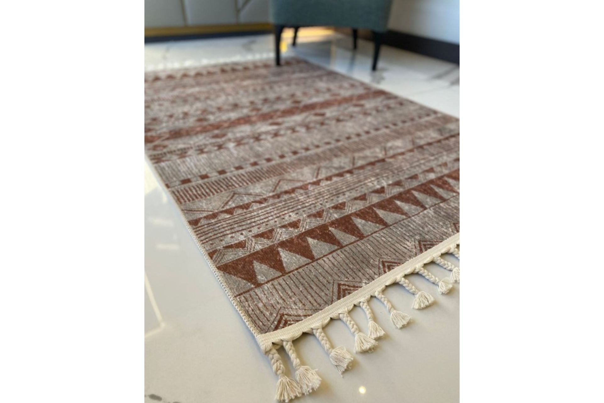 HALIMAX DARA 199 KAYMAZ DOKUMA TABANLI ÖRGÜ SAÇAKLI MODERN HALI, MULTİ ...