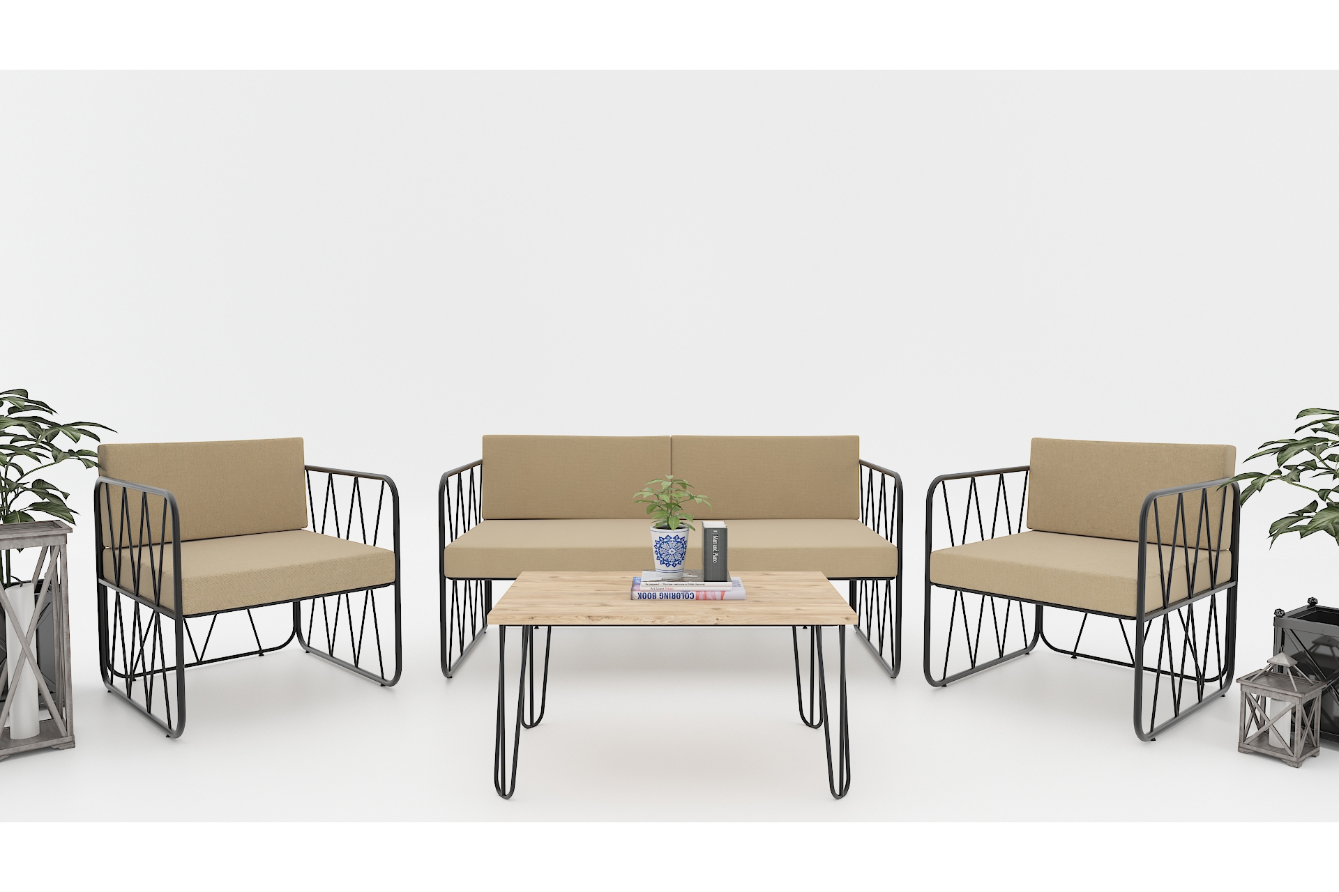 WOOD HOUSE ÇAKIL BAHÇE TAKIMI, BEJ FİYATI - Vivense