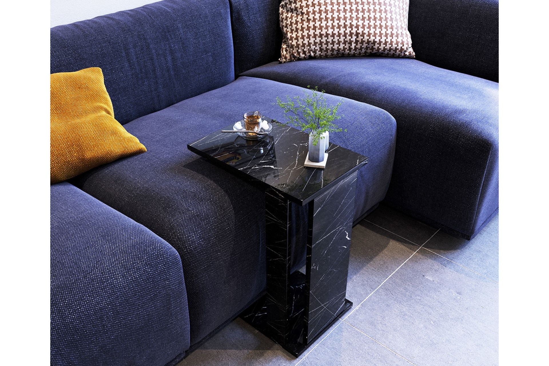 SİNGLE ÇOK AMAÇLI TEKERLEKLİ C SEHPA, KOLTUK SEHPASI ,SİYAH MERMER ...