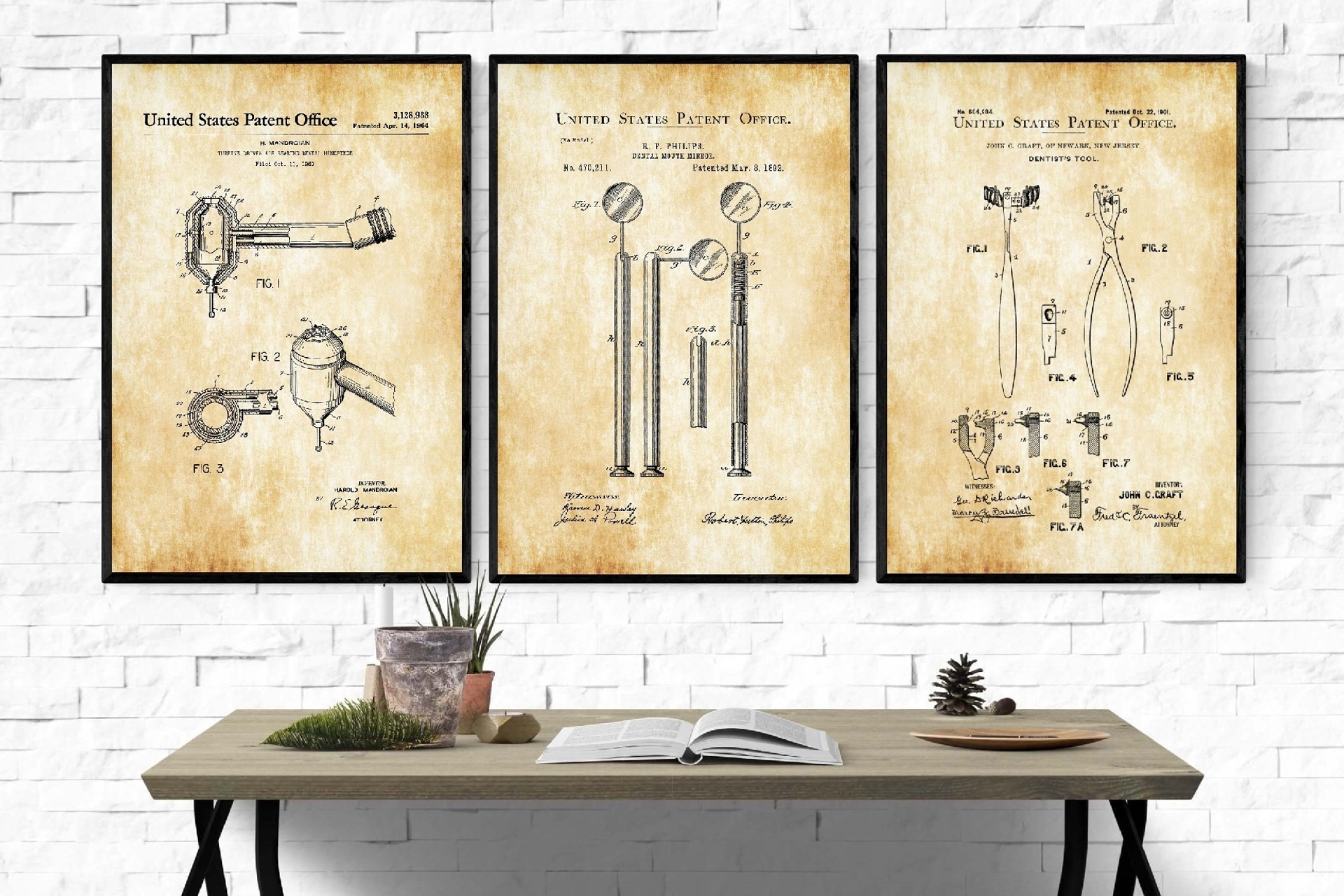 DENTAL PATENT FRANK RAY VINTAGE KANVAS SET, 50X70