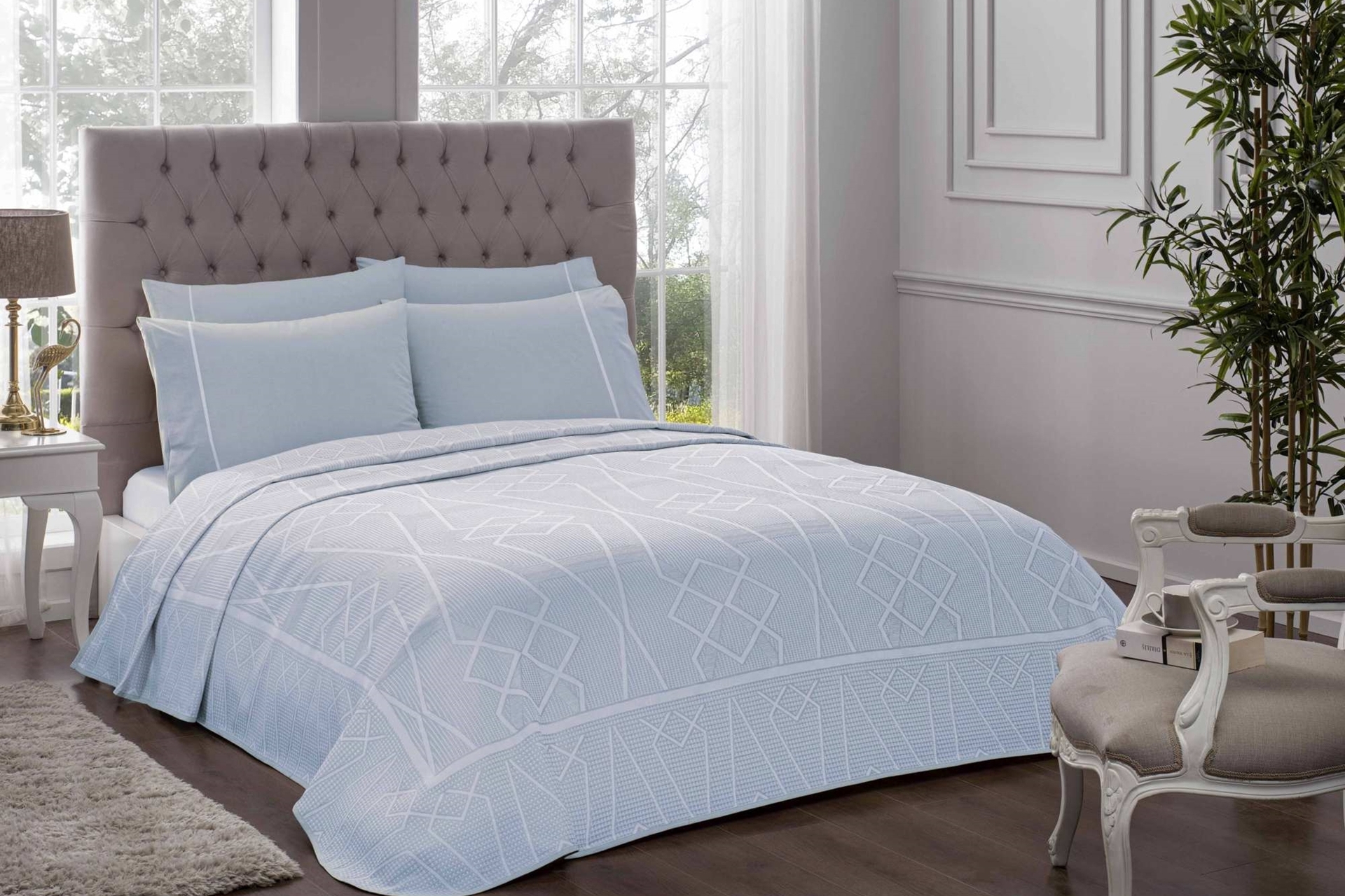 TAÇ PARKER TEK KİŞİLİK PİKE TAKIMI, MAVİ FİYATI - Vivense