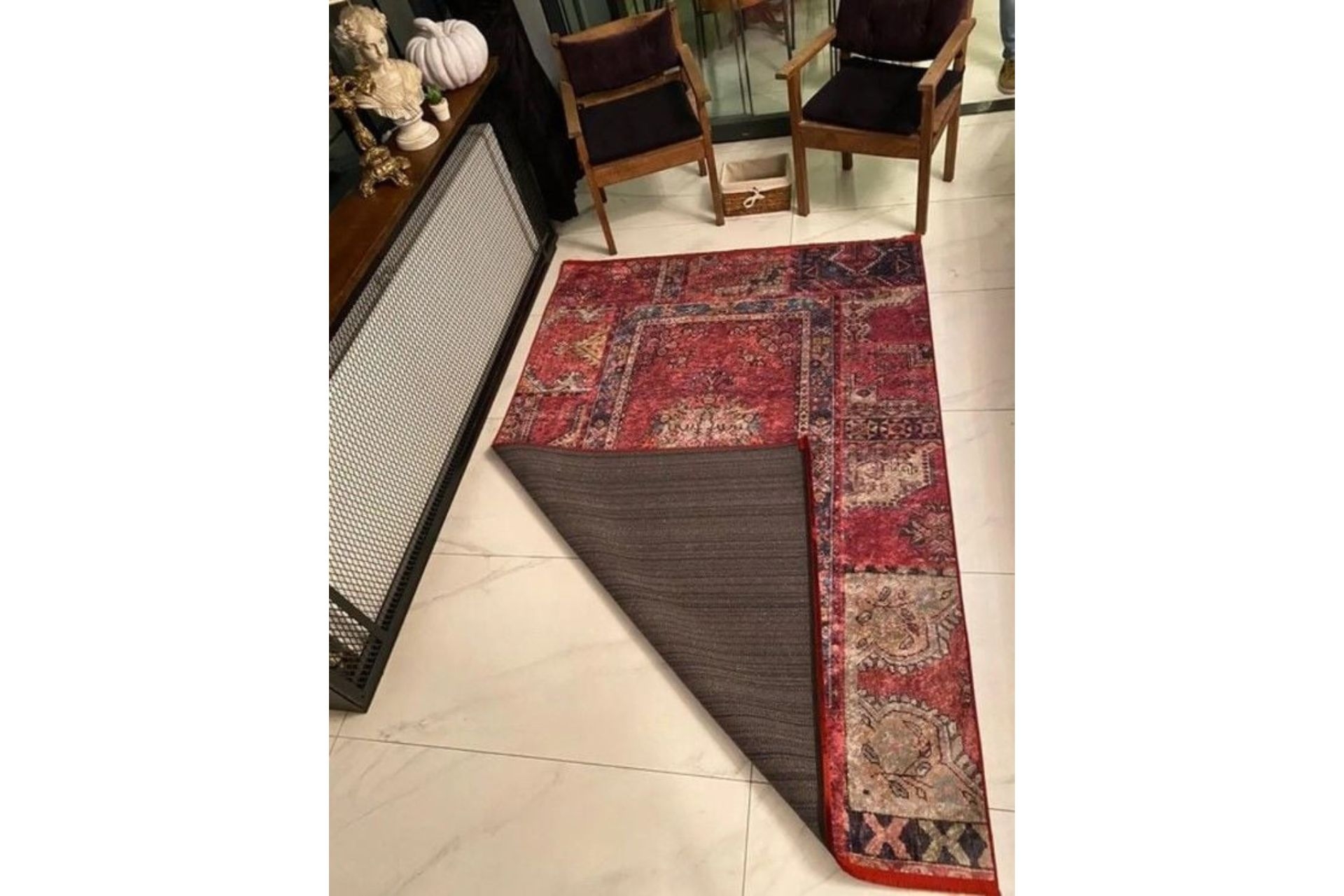 HALIMAX DARA 161 KAYMAZ DOKUMA TABANLI OTANTİK MODERN HALI, BORDO ...