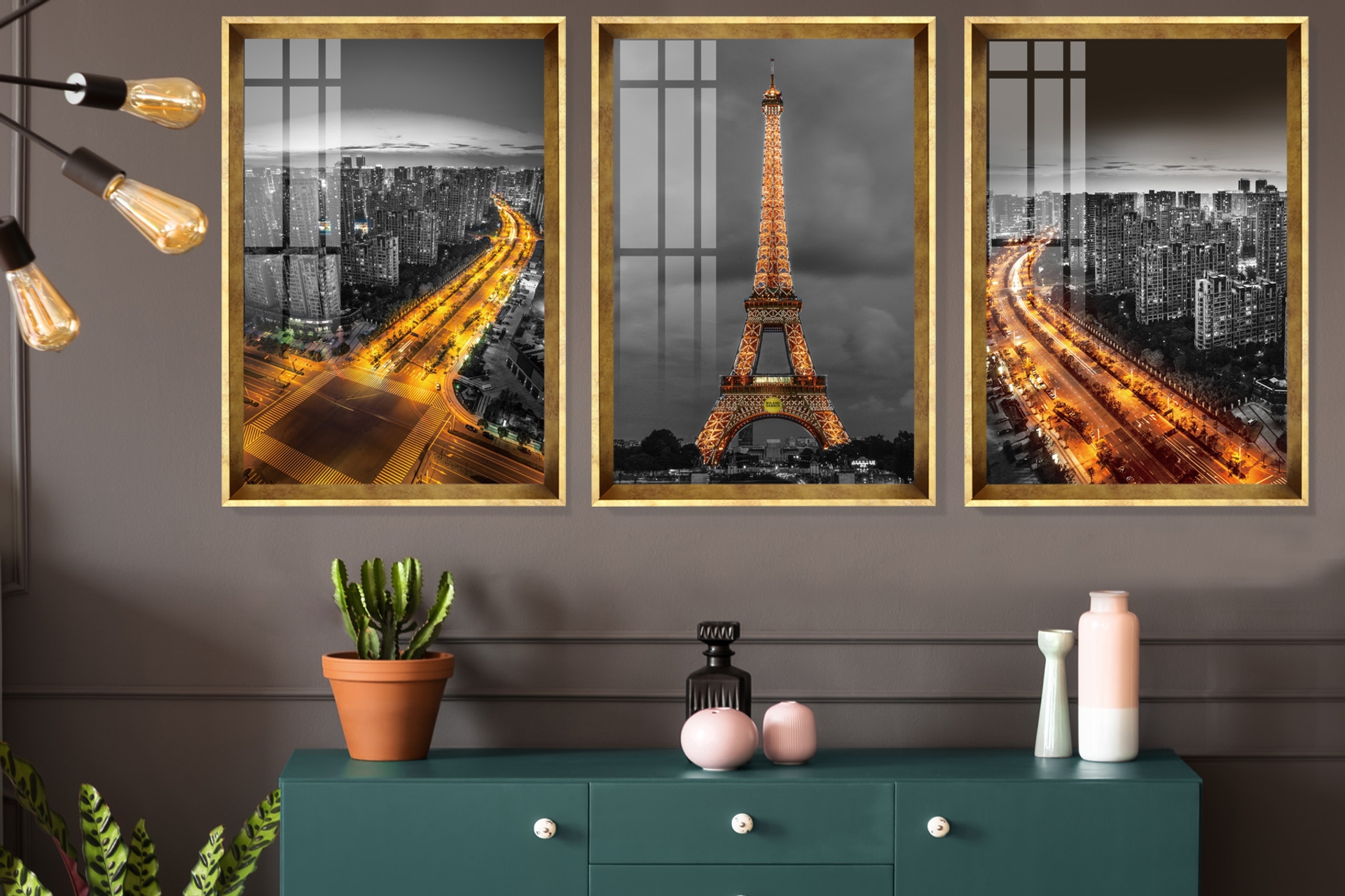 PARİS AND EİFFEL TOWER TABLO SETİ, GOLD ÇERÇEVE, 33X48 FİYATI - Vivense