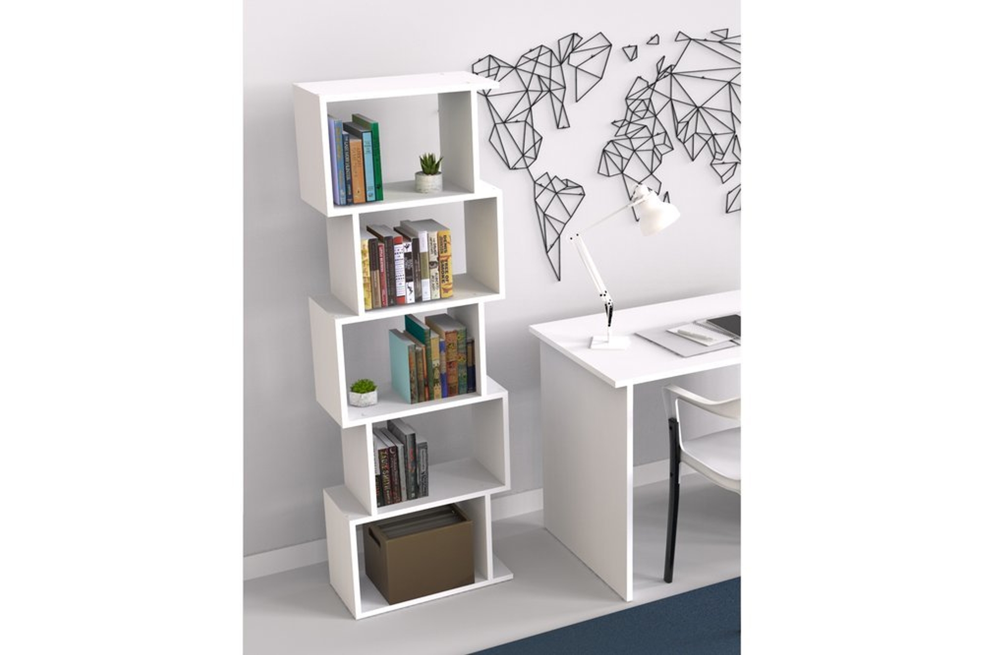 DEKORATİF ZİGZAG RAF 5 RAFLI ZİK ZAK RAF