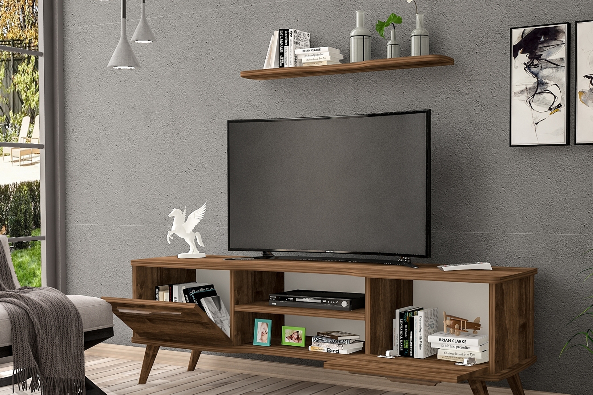 BOREAS CEVİZ 160 CM TV SEHPASI