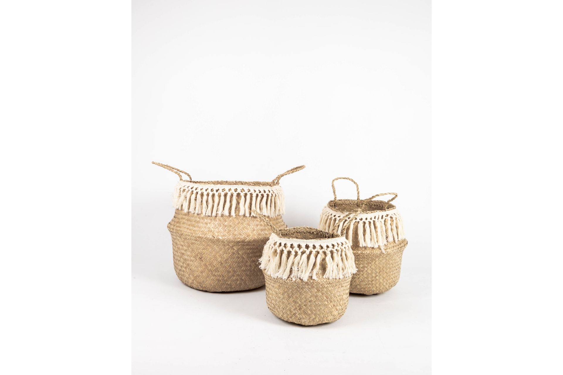 KATLANABİLİR MAKROMELİ HASIR SEPET, XL FİYATI - Vivense