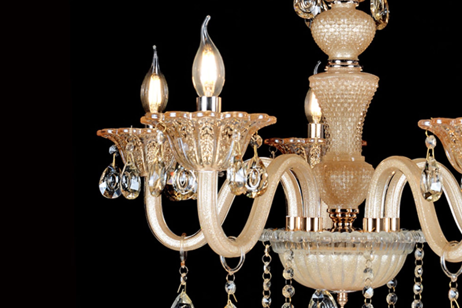 LAMPALUX KLASİK TAŞLI CAM AVİZE AMBER 60 CM FİYATI - Vivense