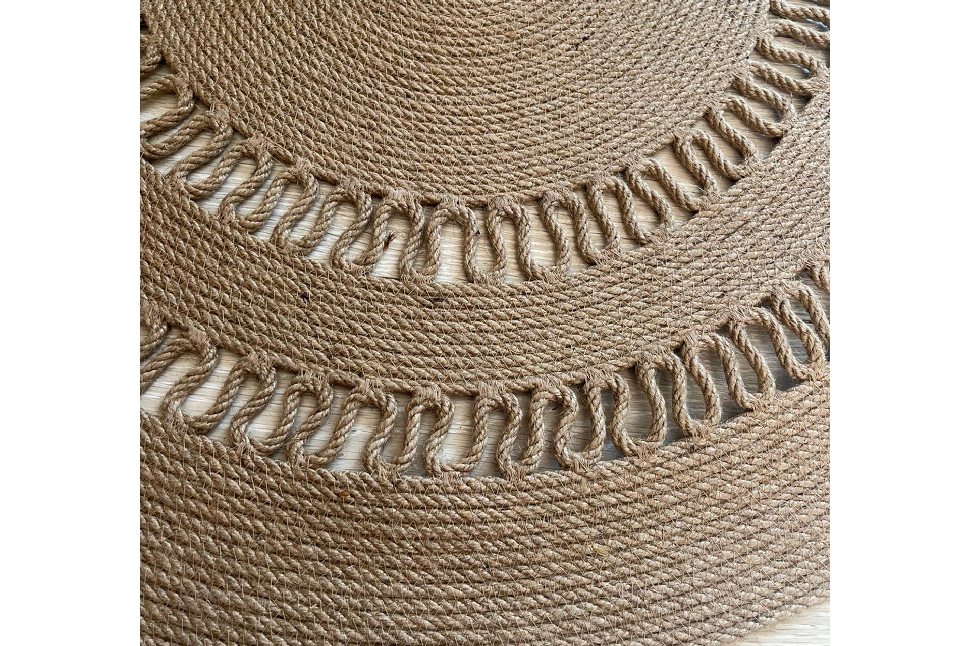 JAPPE NATURAL DELHİ JÜT KİLİM 1021, ZİNCİR ŞERİT DESENLİ, 150X150