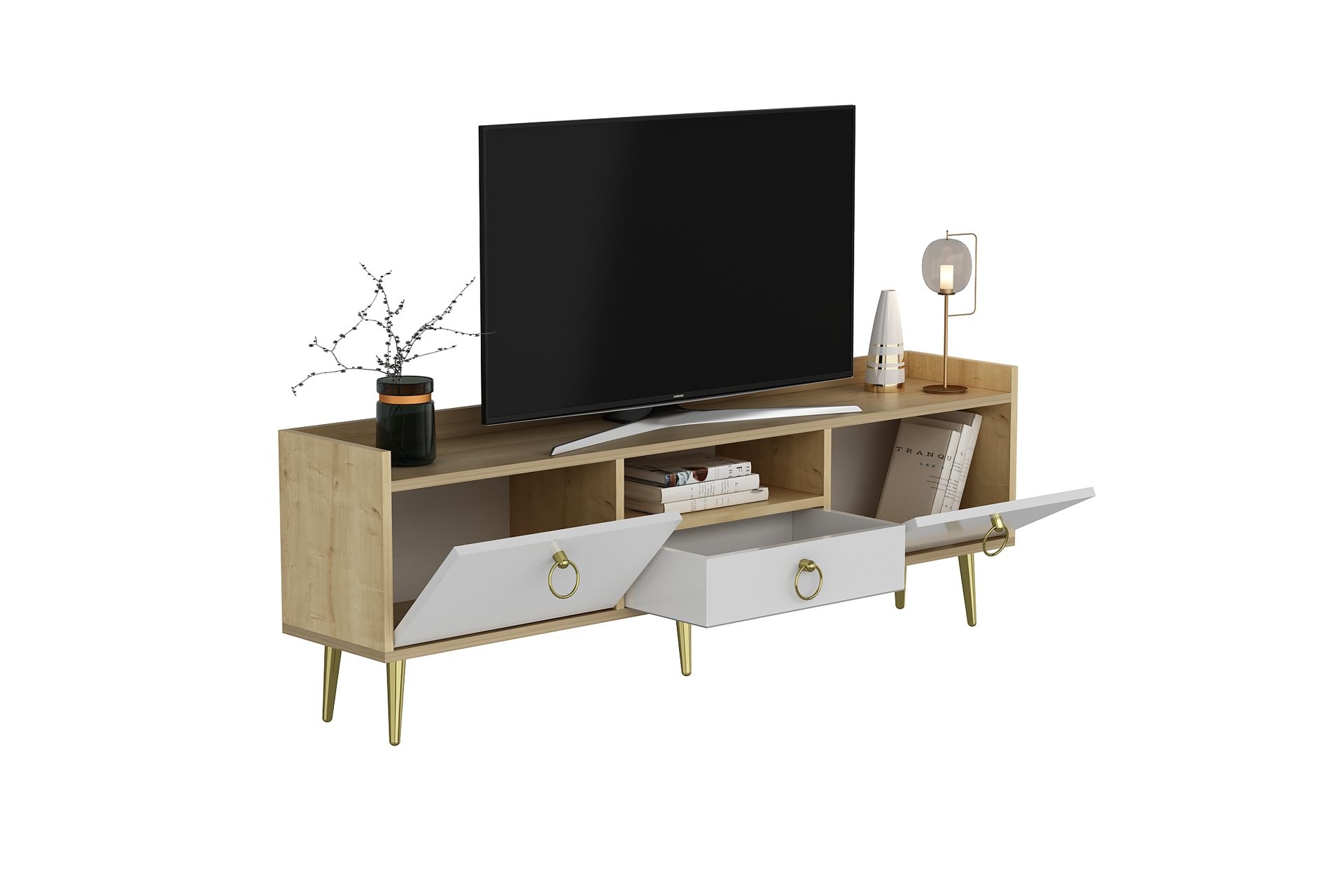 DARİNG TV ÜNİTESİ + KONSOL SALON TAKIMI, SAFİRMEŞE BEYAZ FİYATI - Vivense