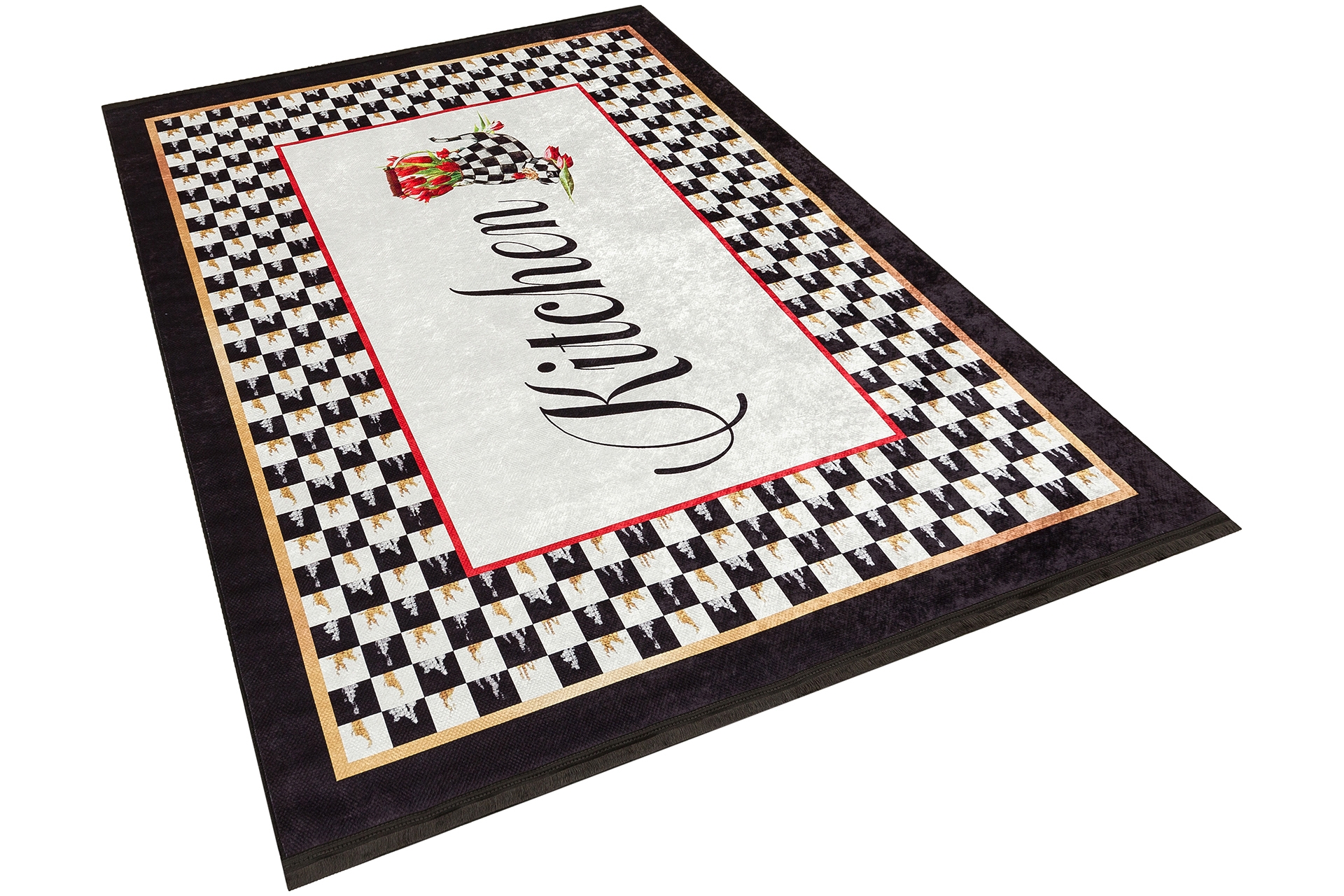 FRENDA HOME DAMA DESEN KİTCHEN YAZILI MUTFAK HALISI, 120X180