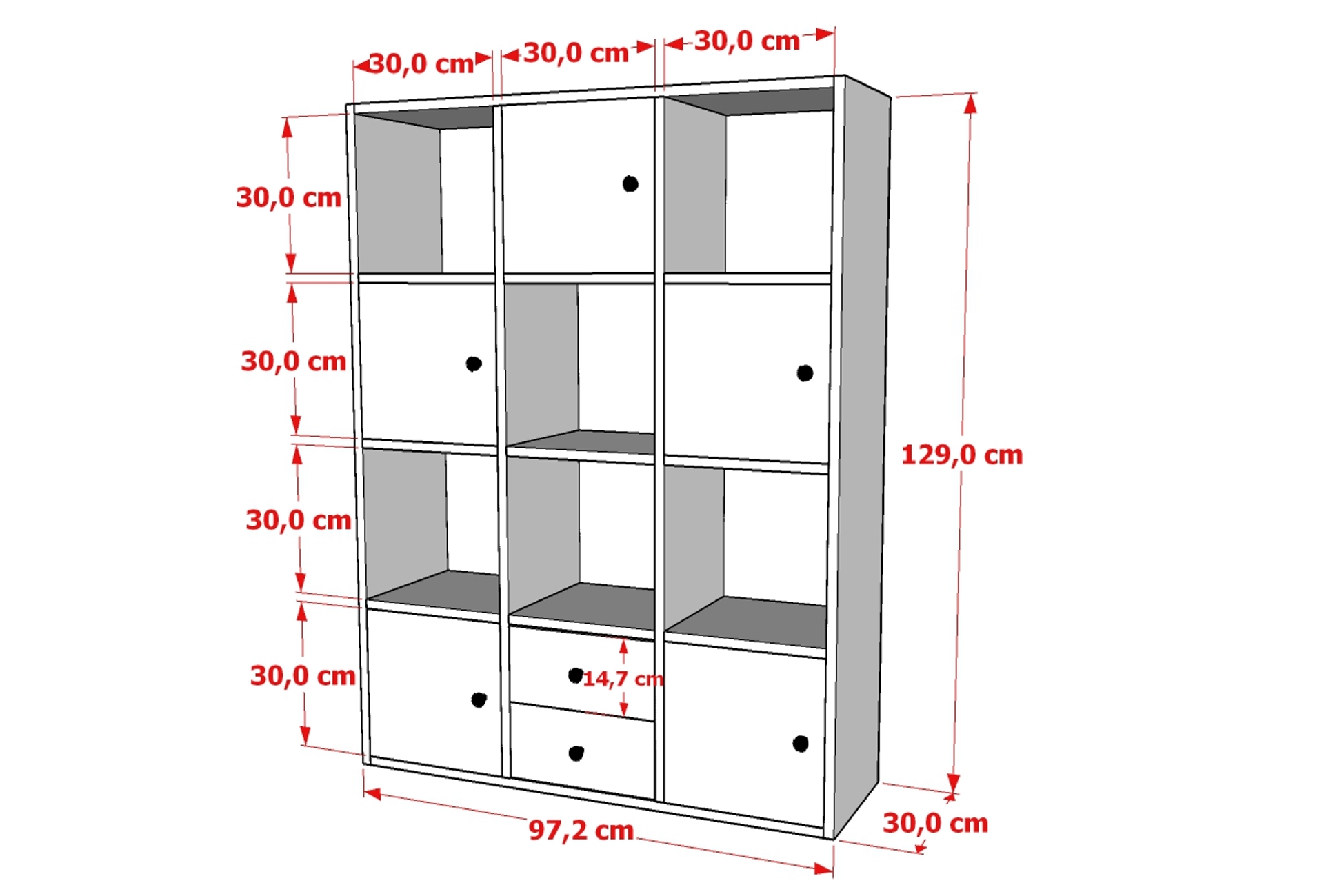 BKCONCEPT 5 KAPAKLI ÇEKMECELİ RAFLI KİTAPLIK, 97 CM, BEYAZ, KTP-1064-Ç ...