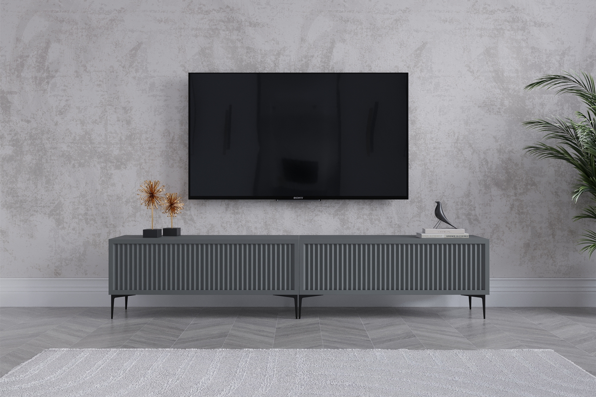DUHO XL TRİ TV ÜNİTESİ, GRİ