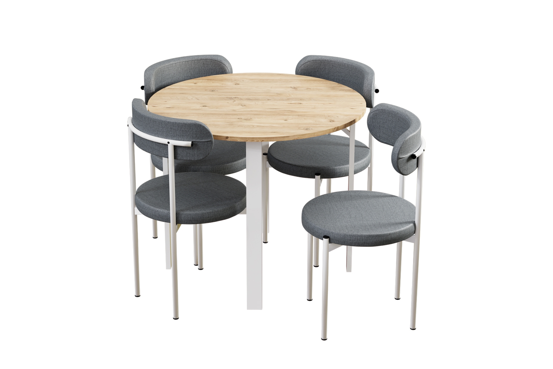 TREND YUVARLAK MUTFAK MASA TAKIMI, ATLANTİK ÇAM GRİ BEYAZ FİYATI - Vivense